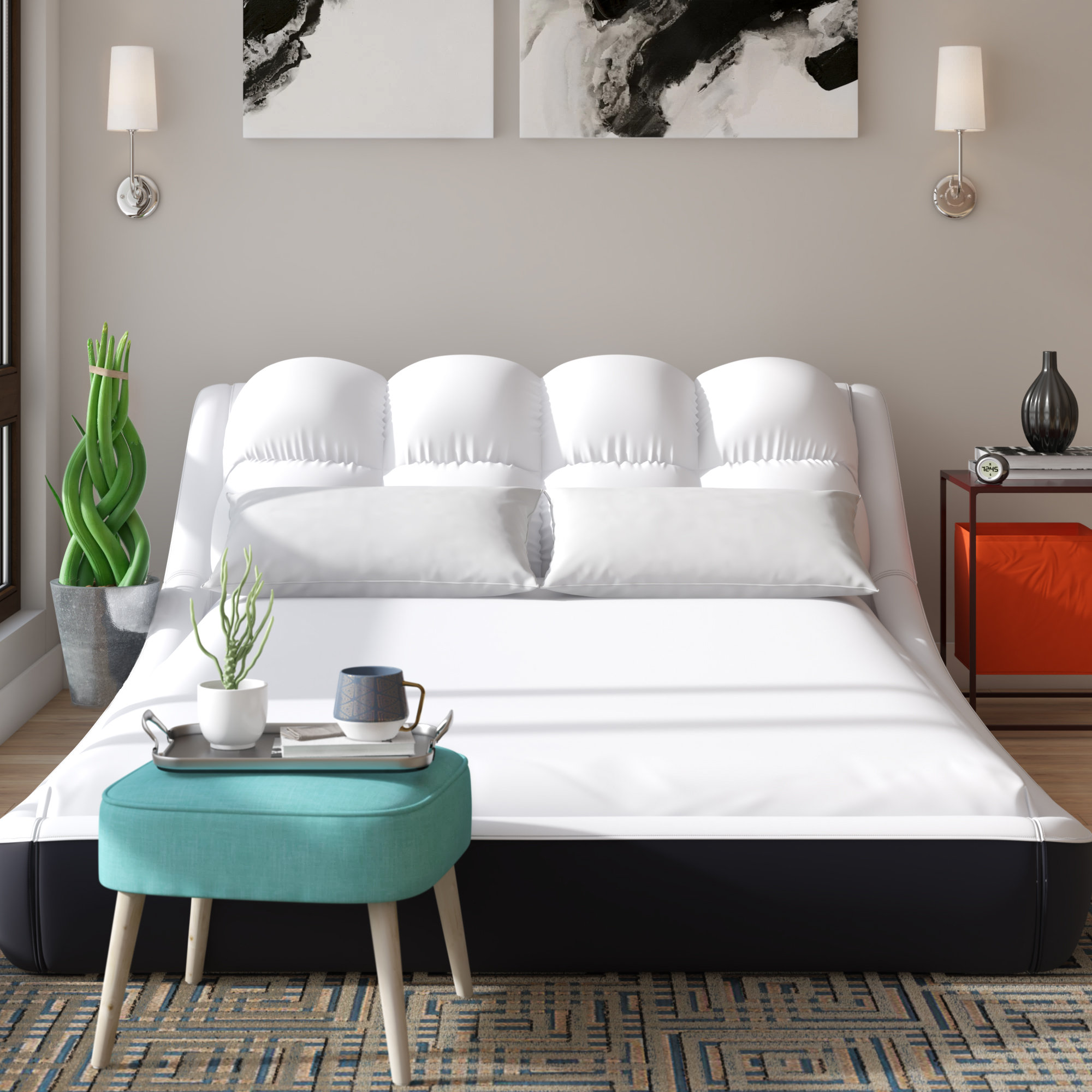 Wade Logan® Meulaboh Upholstered Platform Bed & Reviews | Wayfair