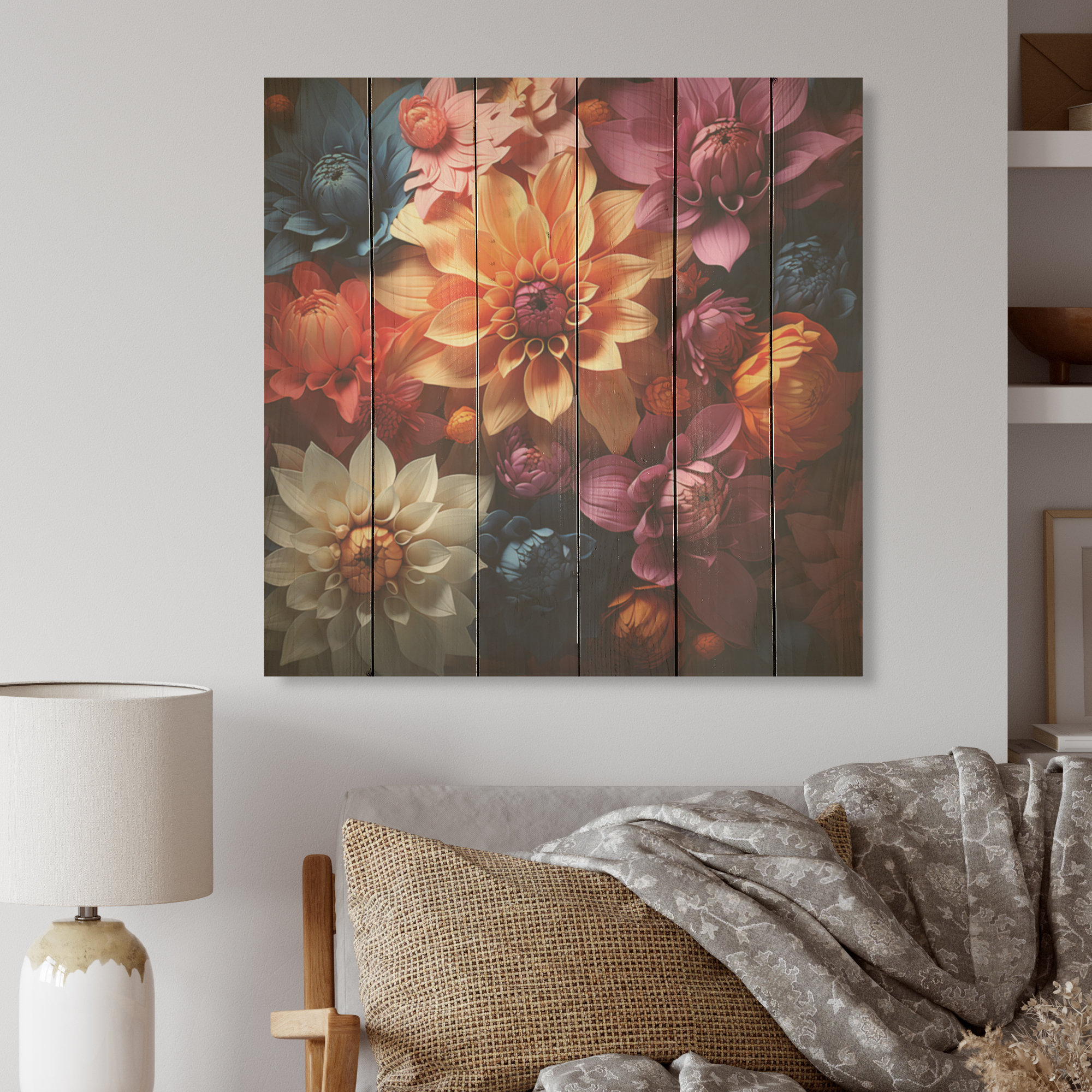 Winston Porter Purple And Orange Zinnias Efflorescence - Zinnias Wood ...