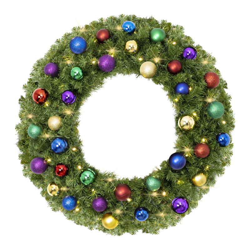 The Holiday Aisle® Jasias Faux Lighted 36'' Wreath | Wayfair