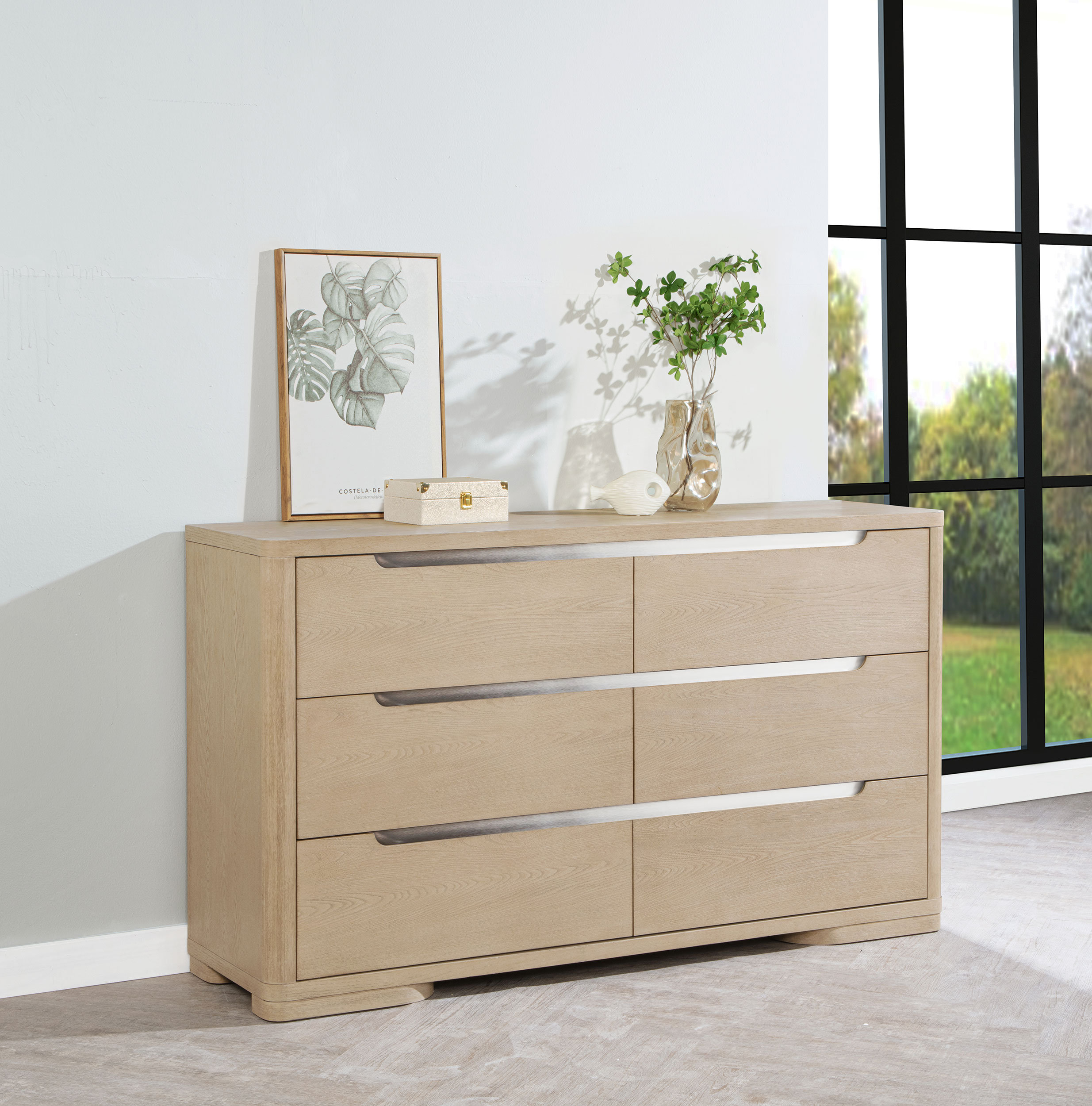 Latitude Run® Gio 6-drawer Bedroom Dresser Light Elm | Wayfair