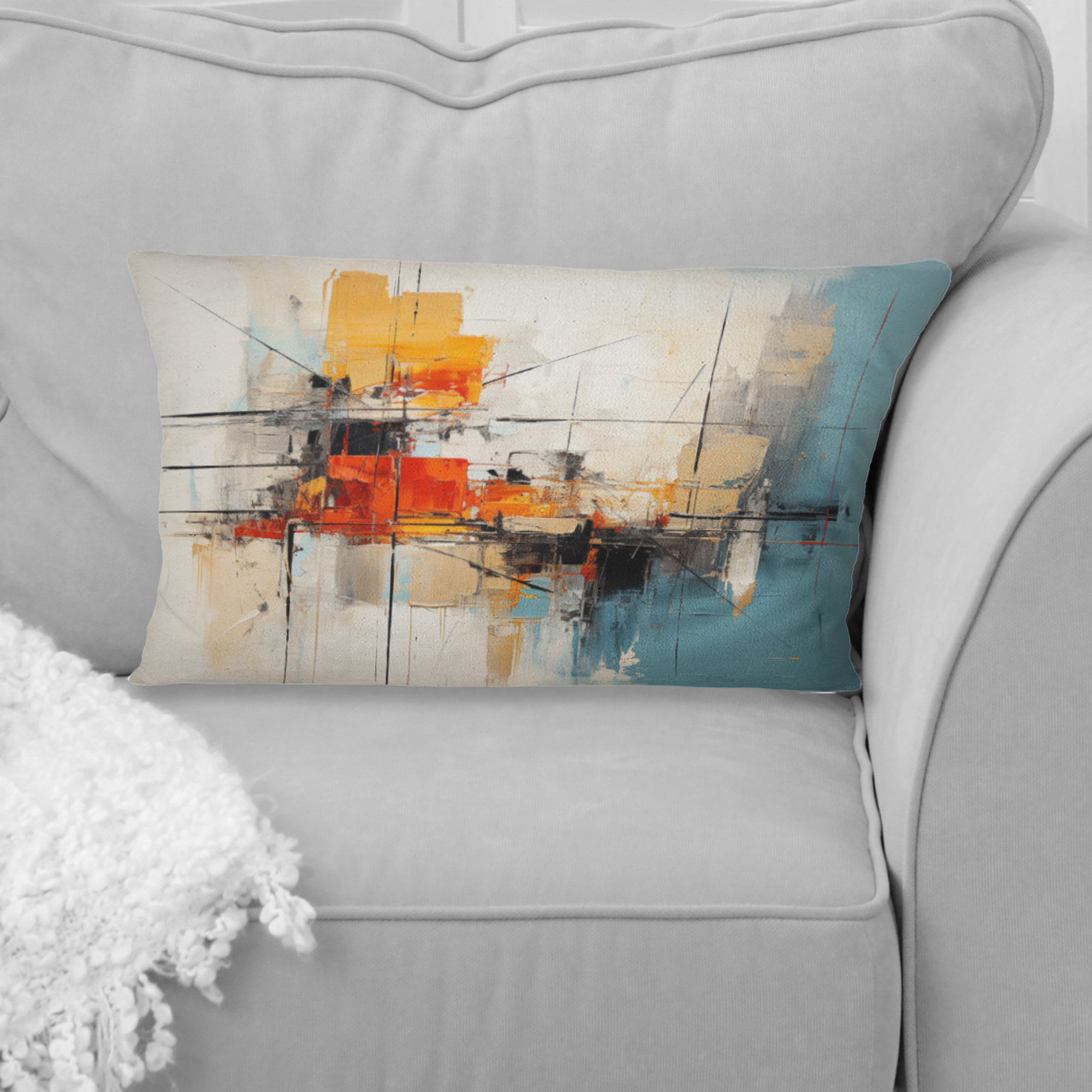 Design Art Teal Orange Bold Energy IV - Dams Printed Throw Pillow | Wayfair