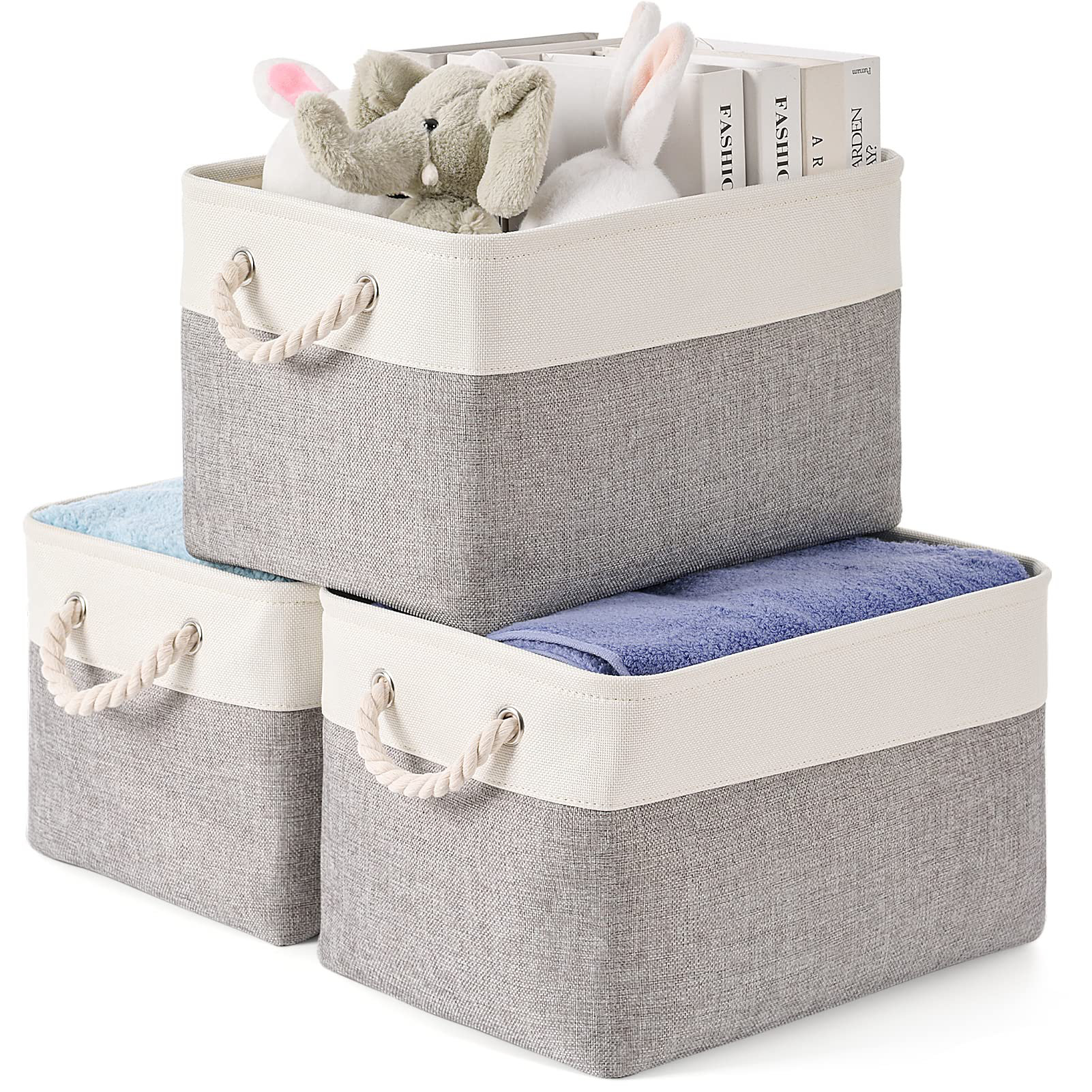 Longshore Tides Collapsible Medium Canvas Storage Baskets, 3-Pack | Wayfair