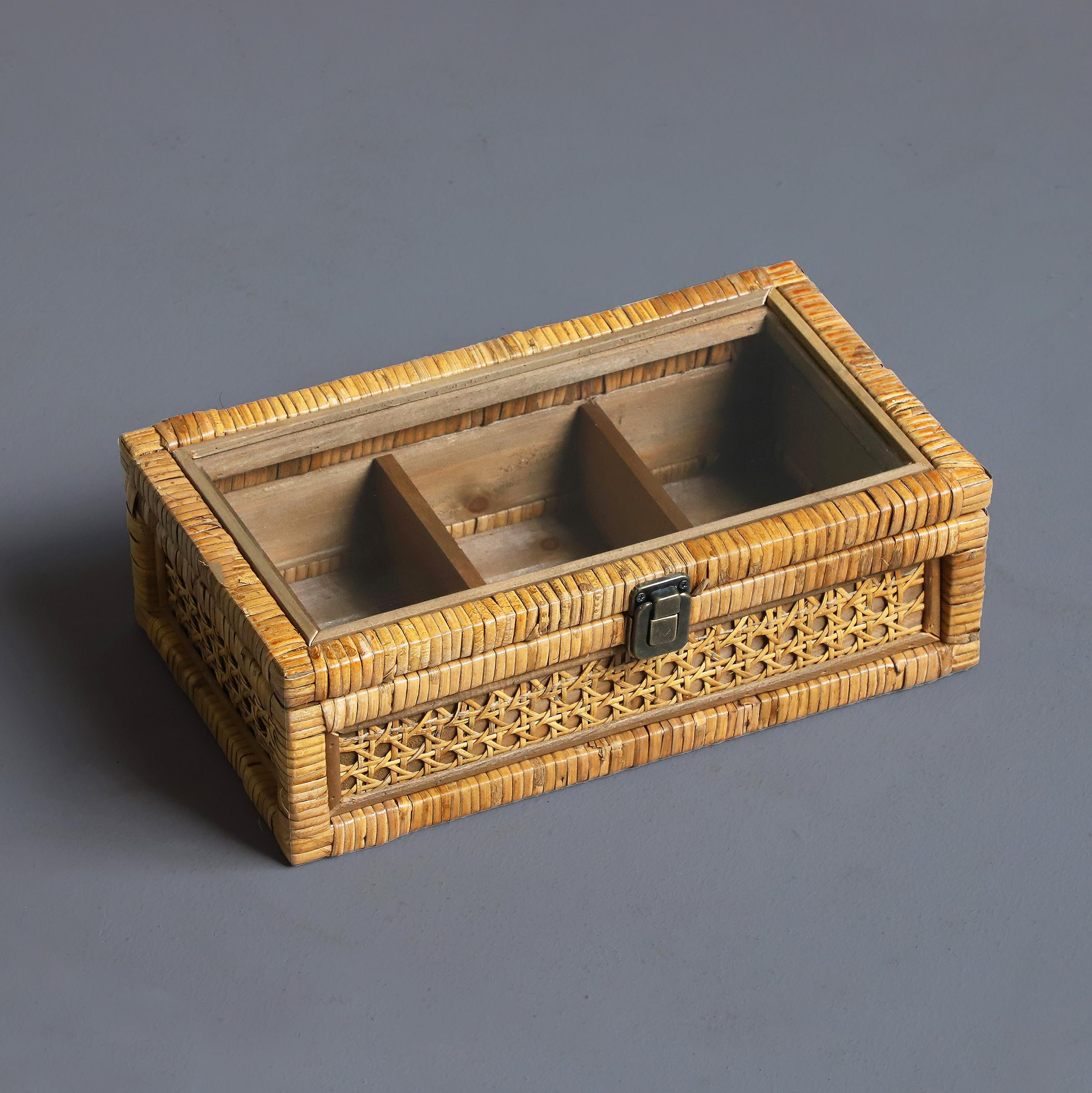 Bayou Breeze Caitlynd Natural Rattan Organizer Box, Hand-Woven Natural ...