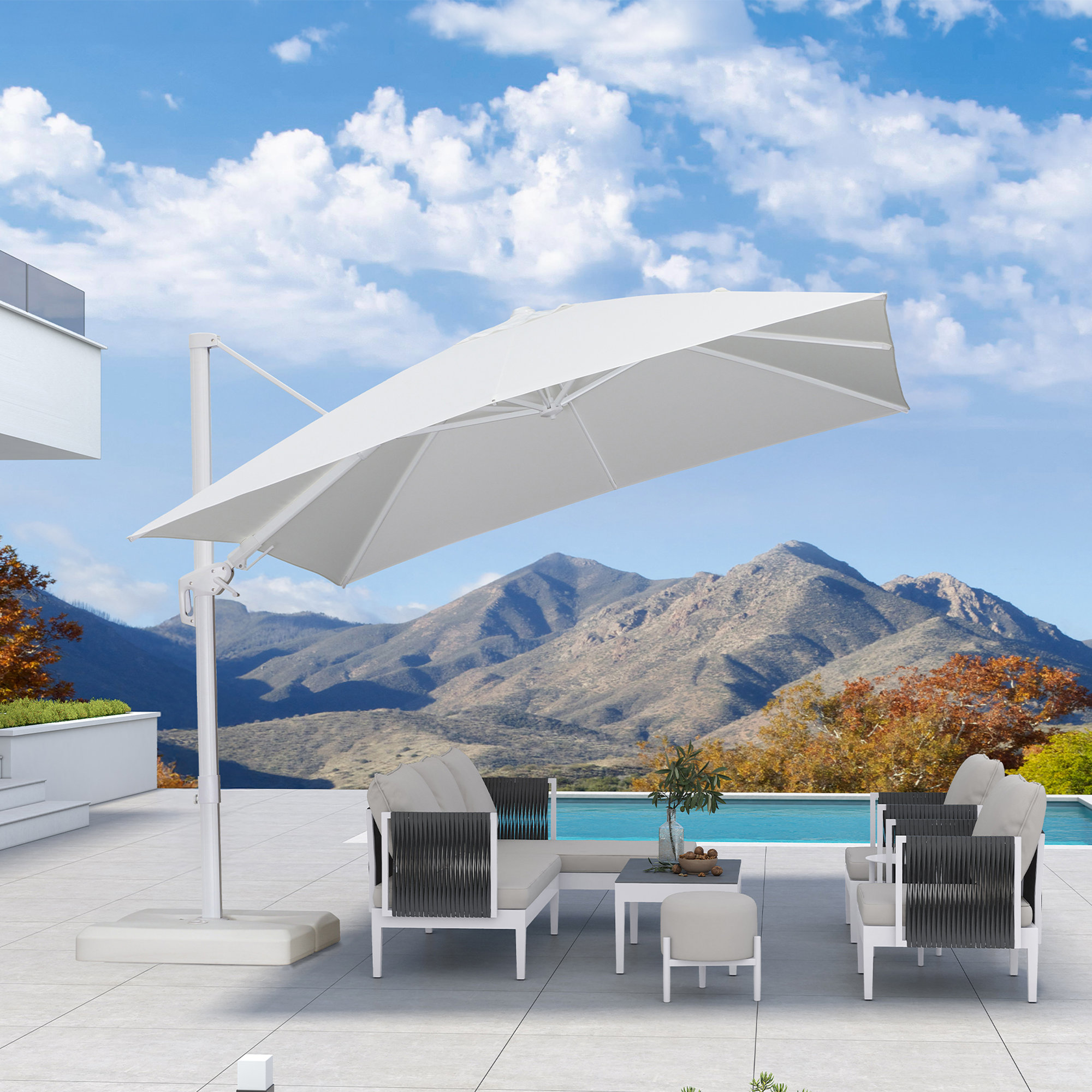 Latitude Run® 10' Swivel Square Left-right Tilt Cantilever Umbrella ...