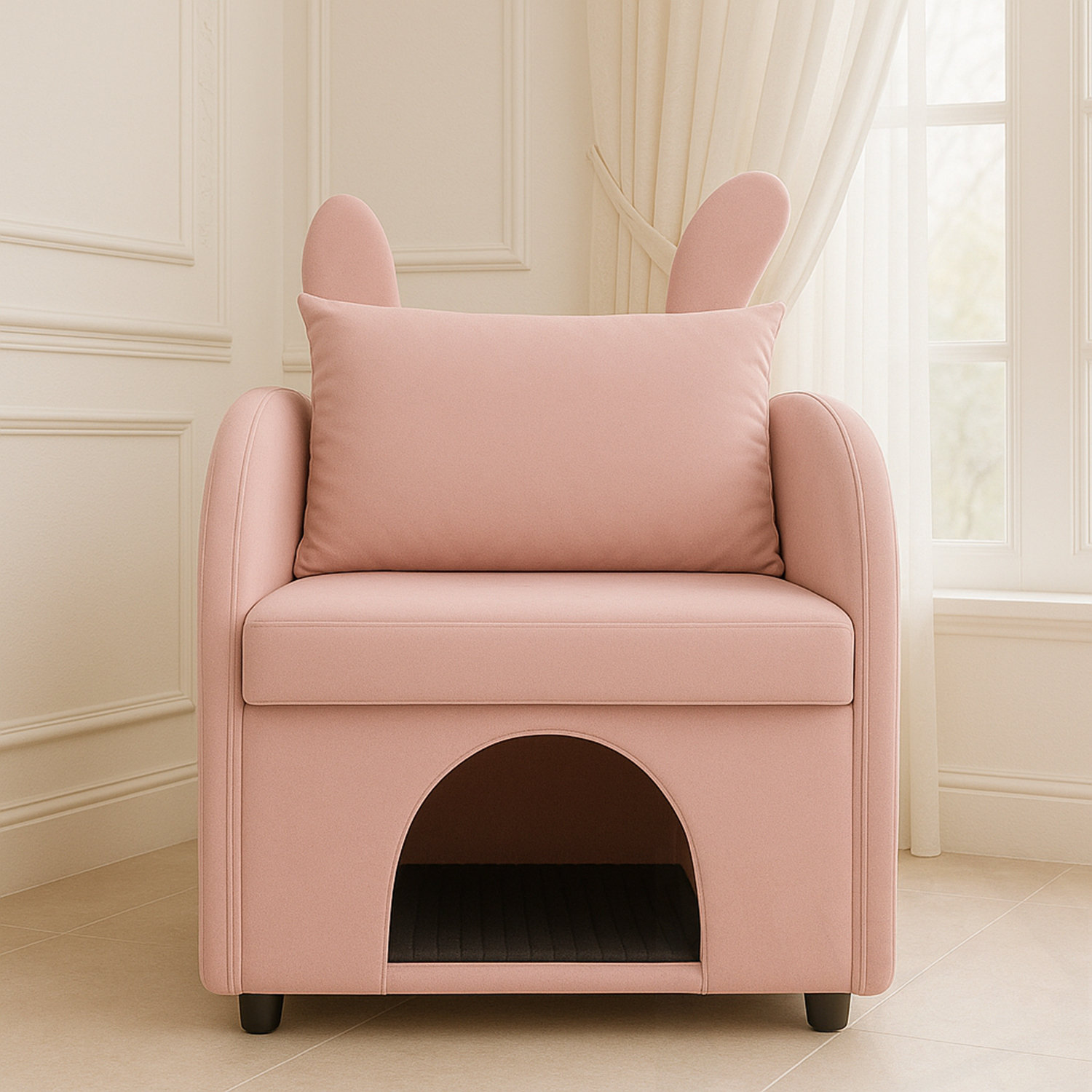 Latitude Run® Upholstered Accent Chair with Bunny-Ear desion and side ...