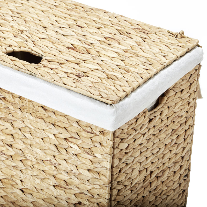 Seville Classics Sustainable Handwoven Lidded Hamper Sorter, Water ...