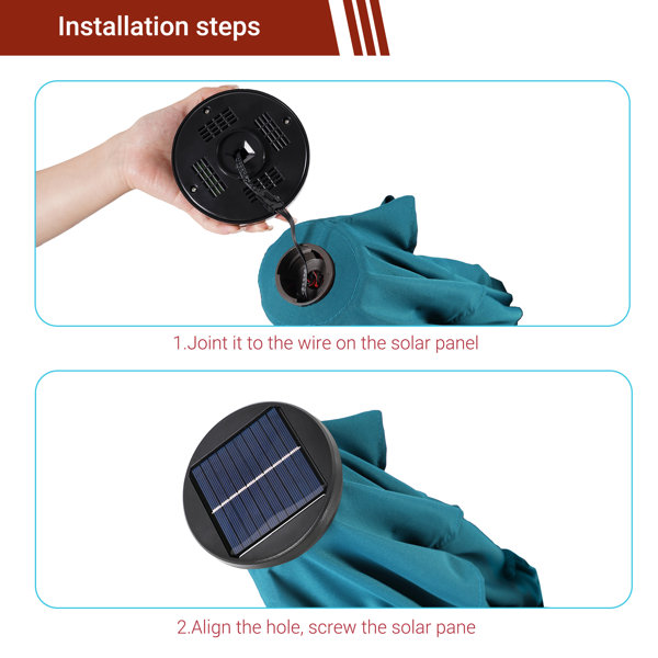 Arlmont & Co. Romeka 108'' ×72'' Rectangle Market Umbrella with Solar ...