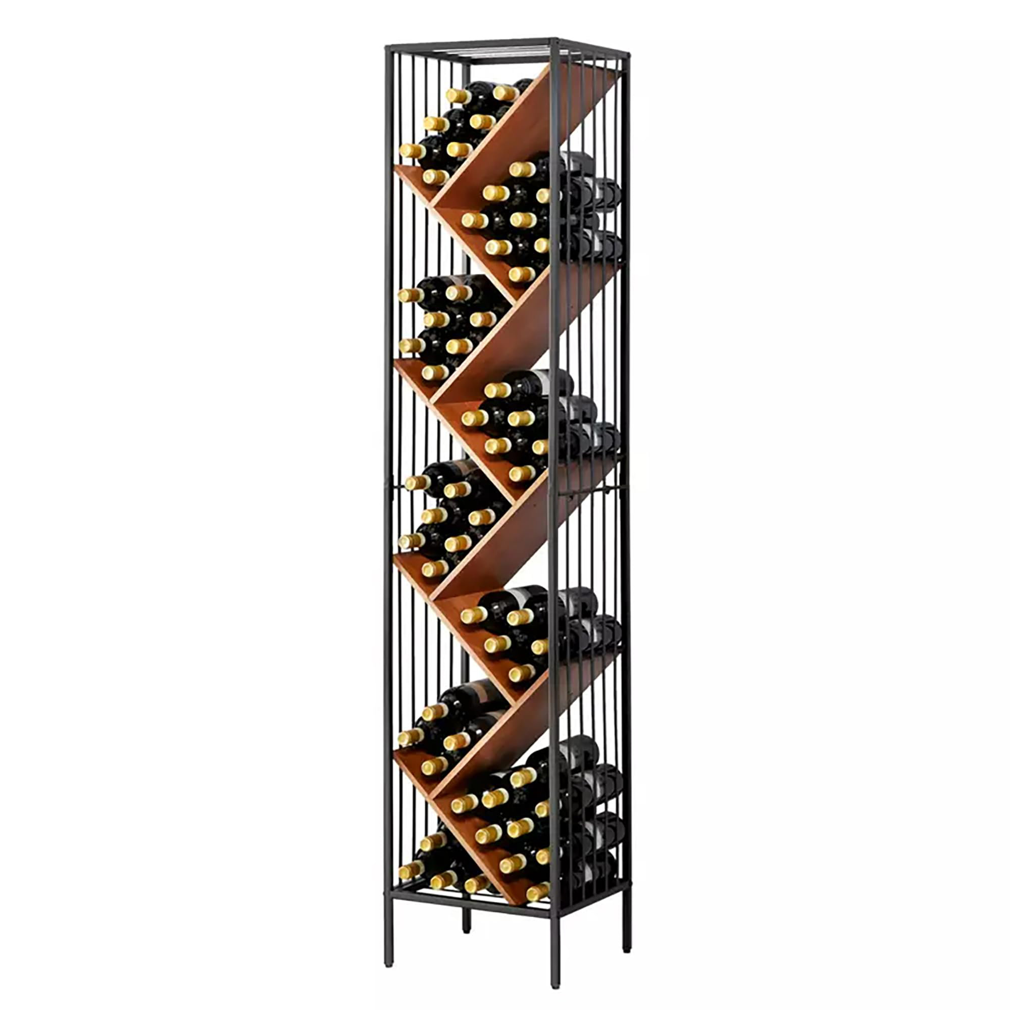 Hokku Designs Wine Enthusiast Modular Metal & Pine Wood 78-Bottle Wine ...