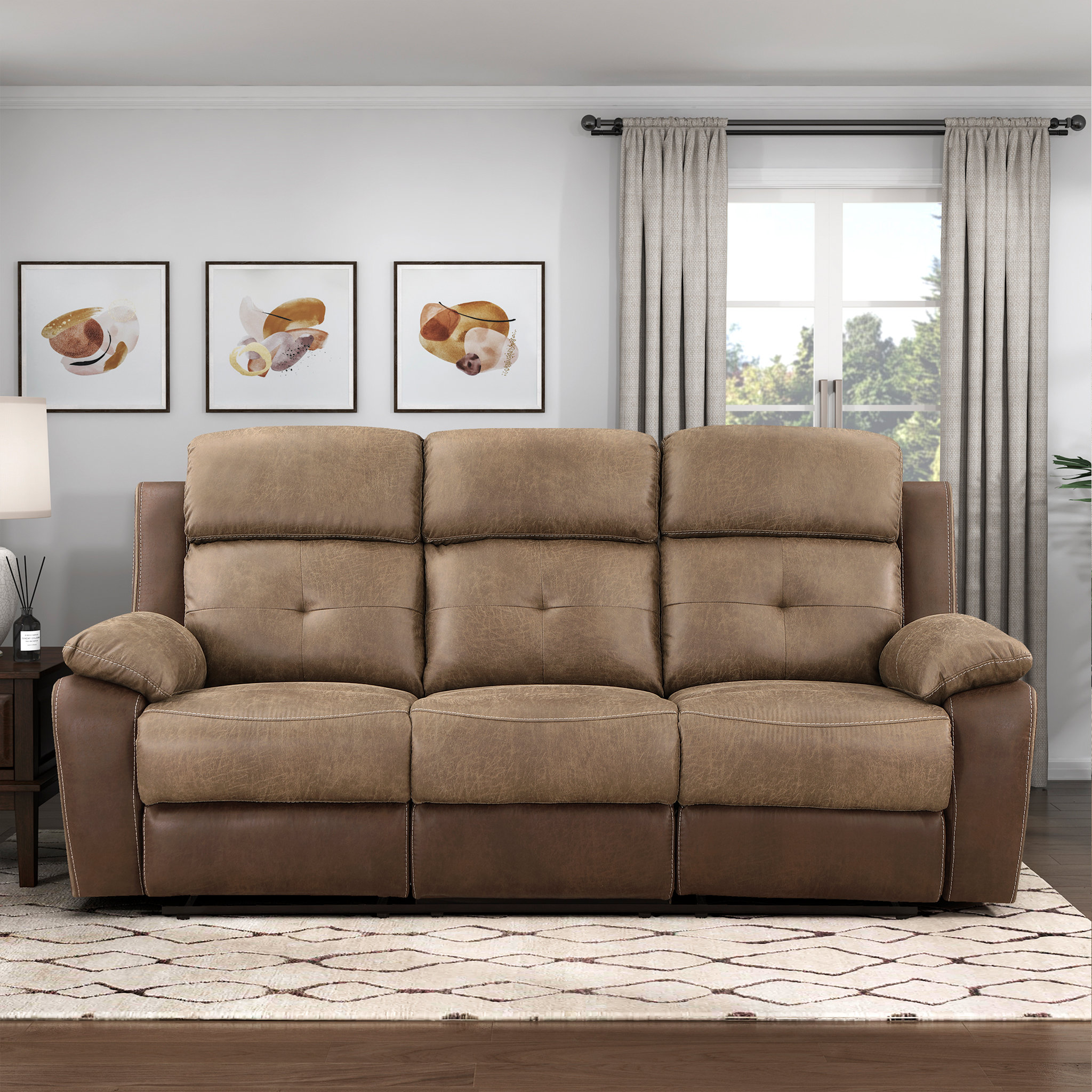Latitude Run® Puaolena 84" Upholstered Pull Tab Reclining Sofa | Wayfair