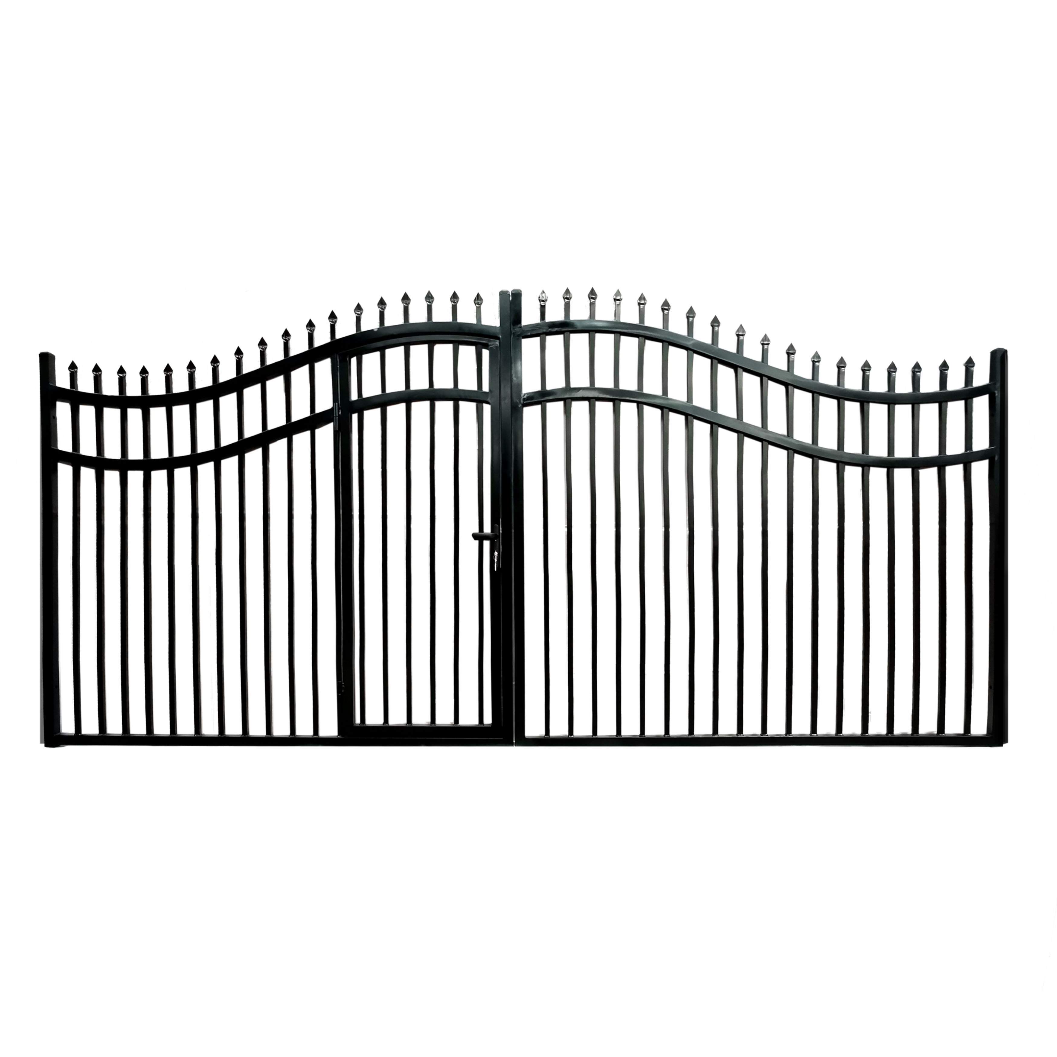 ALEKO Steel Dual Swing Driveway Gate with Built-In Pedestrian Door ...