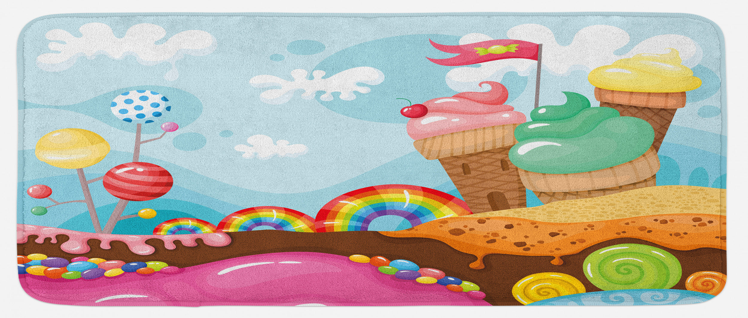 East Urban Home Dessert Land With Rainbow Candies Lollipop Trees And ...
