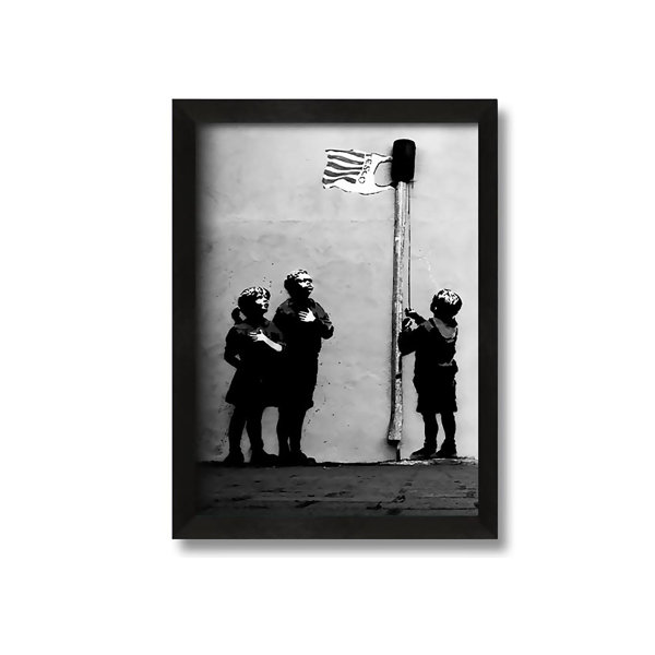 Ebern Designs Homage To The Tesco Flag B N W Framed Print - Single ...