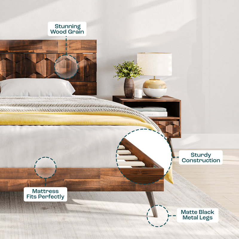 Corrigan Studio® Georgina Solid Wood Platform Bed Frame with Headboard ...