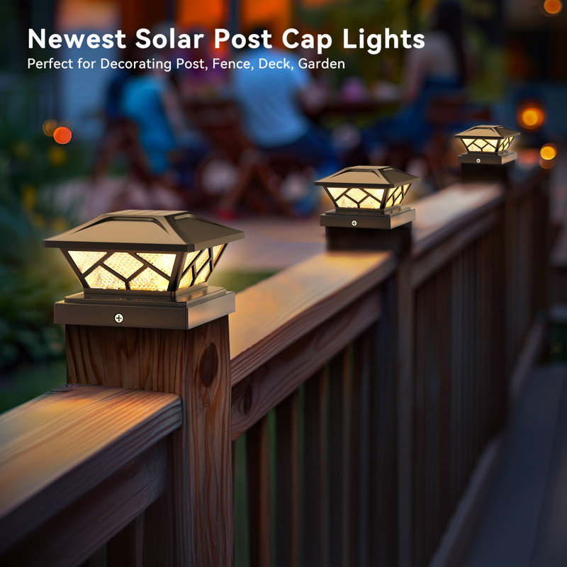 LETMY Solar Powered Integrated LED Fence Post Cap Light Pack & Reviews ...