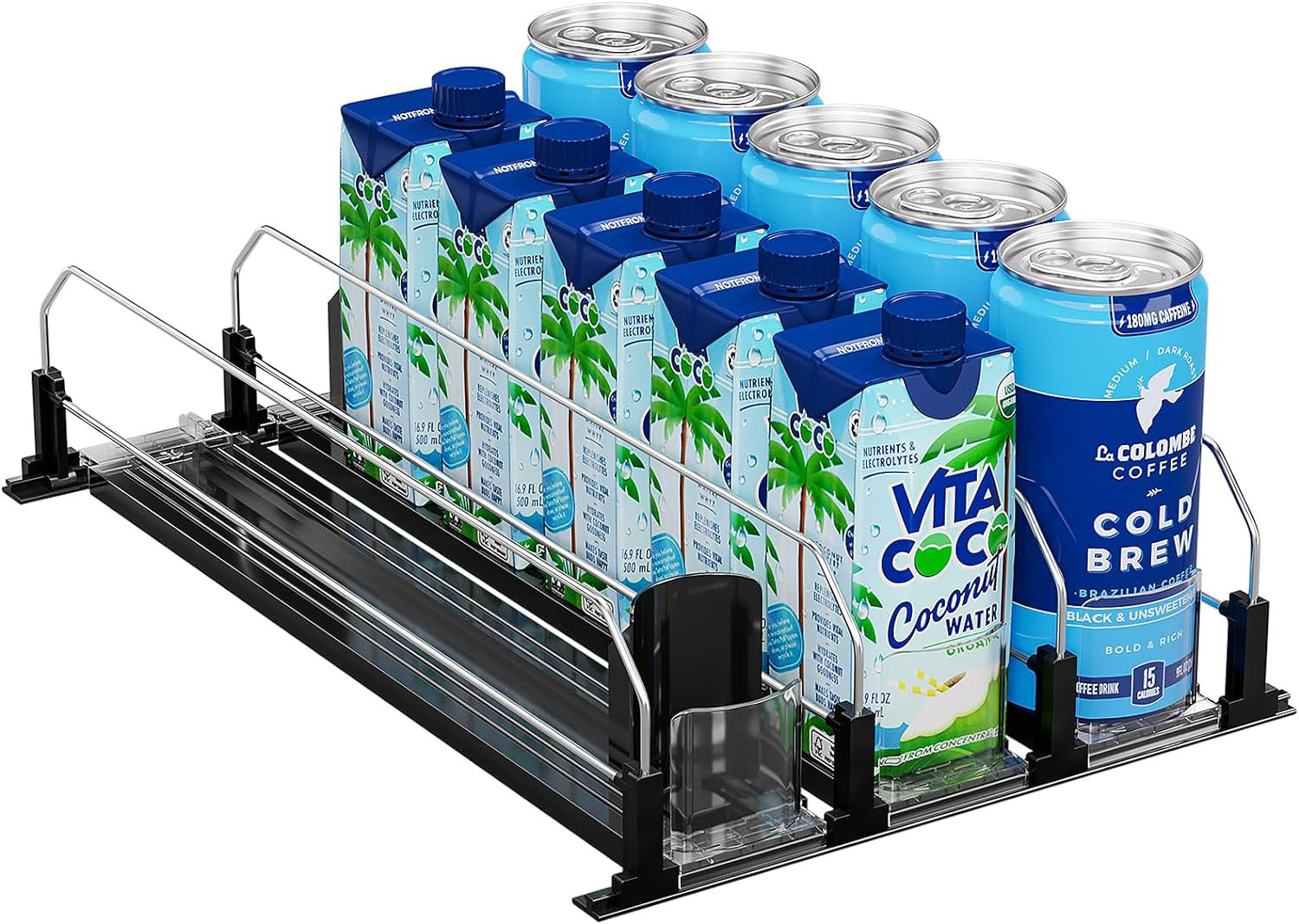 Latitude Run® Drink Organizer for Fridge Pusher Glide, Spring Loaded ...