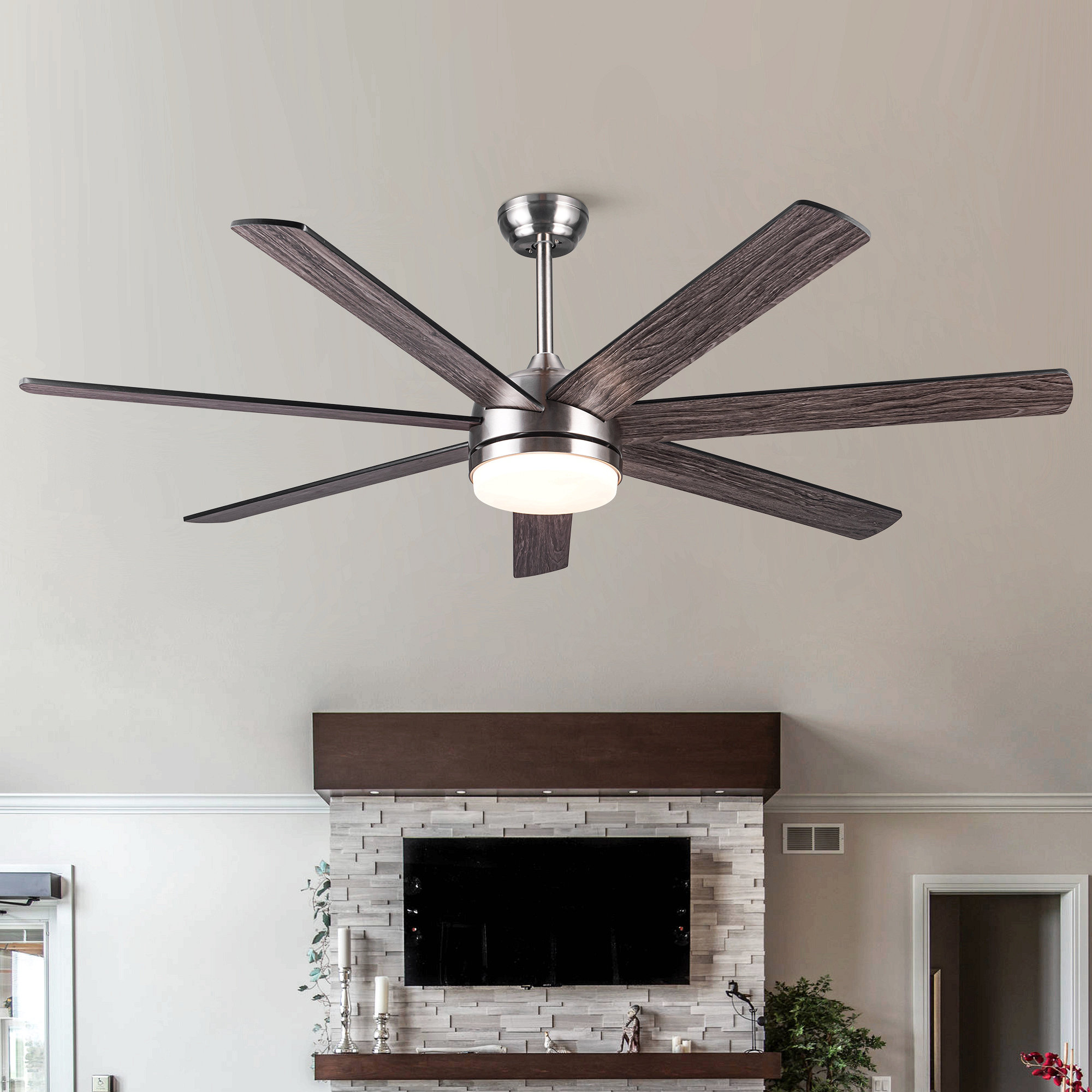 Ebern Designs Integrated Led Large Smart Ceiling Fan With Remote ...