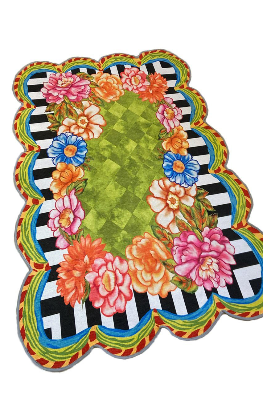 Dakota Fields Floret Green Floral Patterned Rug | Wayfair