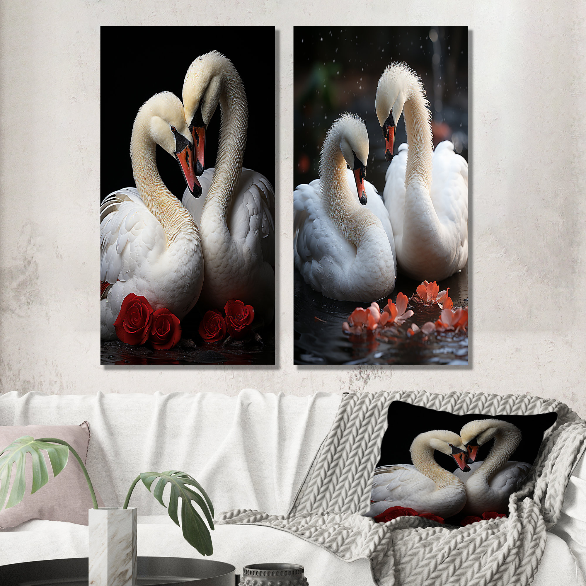 Astoria Grand Swans Romantic Portrait - Swans Metal Wall Decor Set Of 3 ...