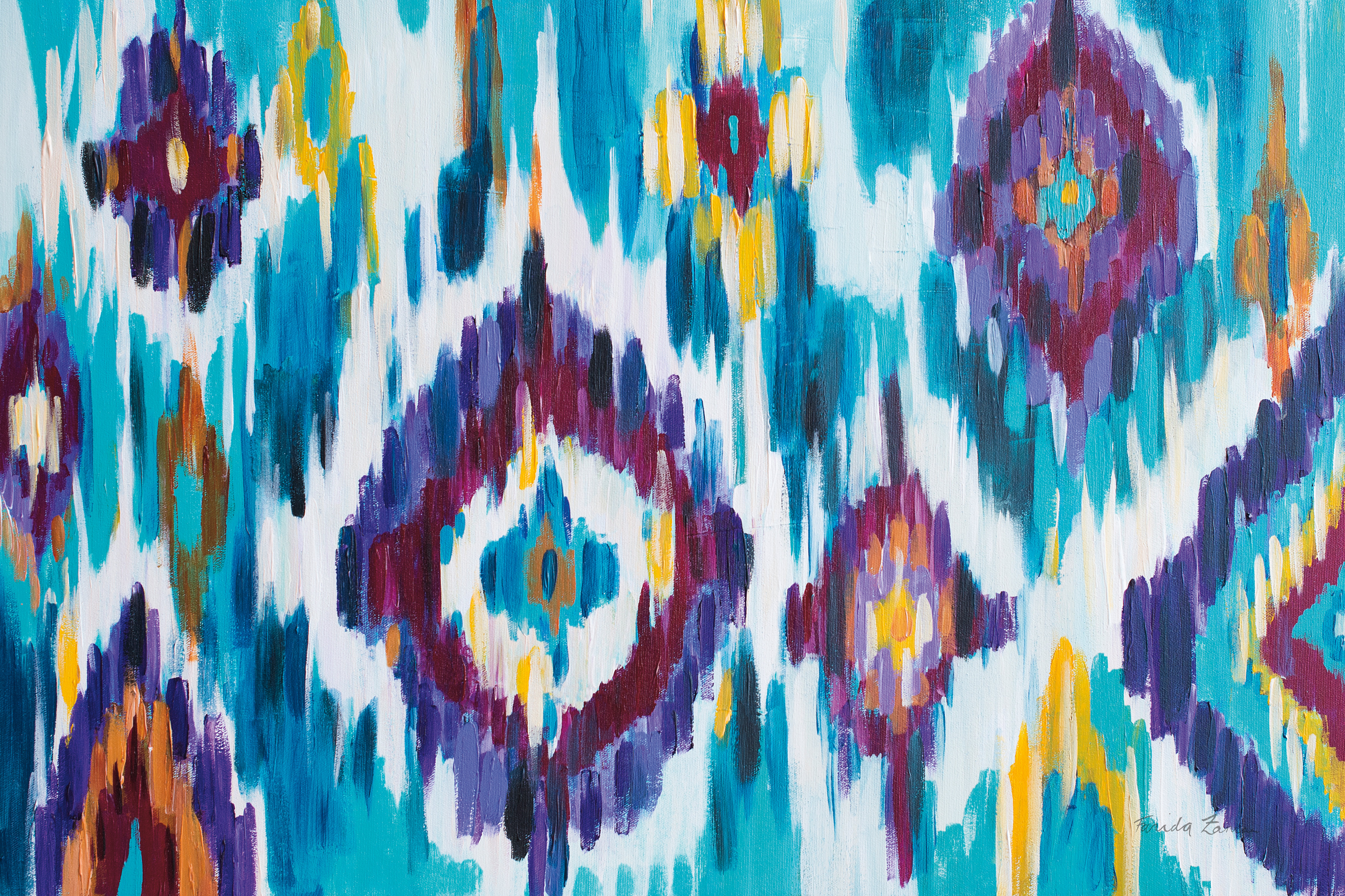 Bungalow Rose Ikat Jewel I by Farida Zaman - Wrapped Canvas Painting ...