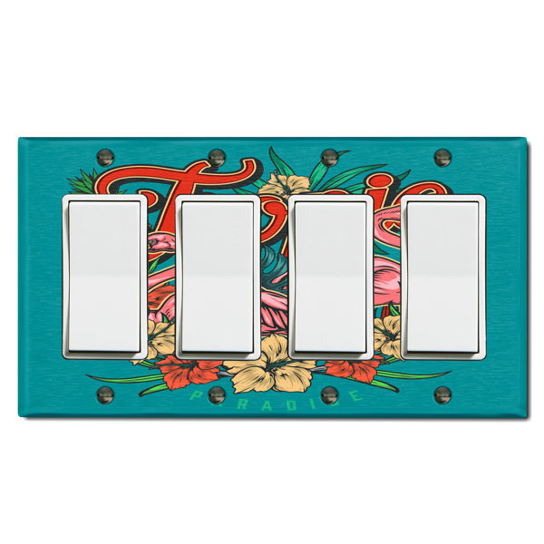 WorldAcc Metal Light Switch Plate Outlet Cover (Tropical Flamingo ...
