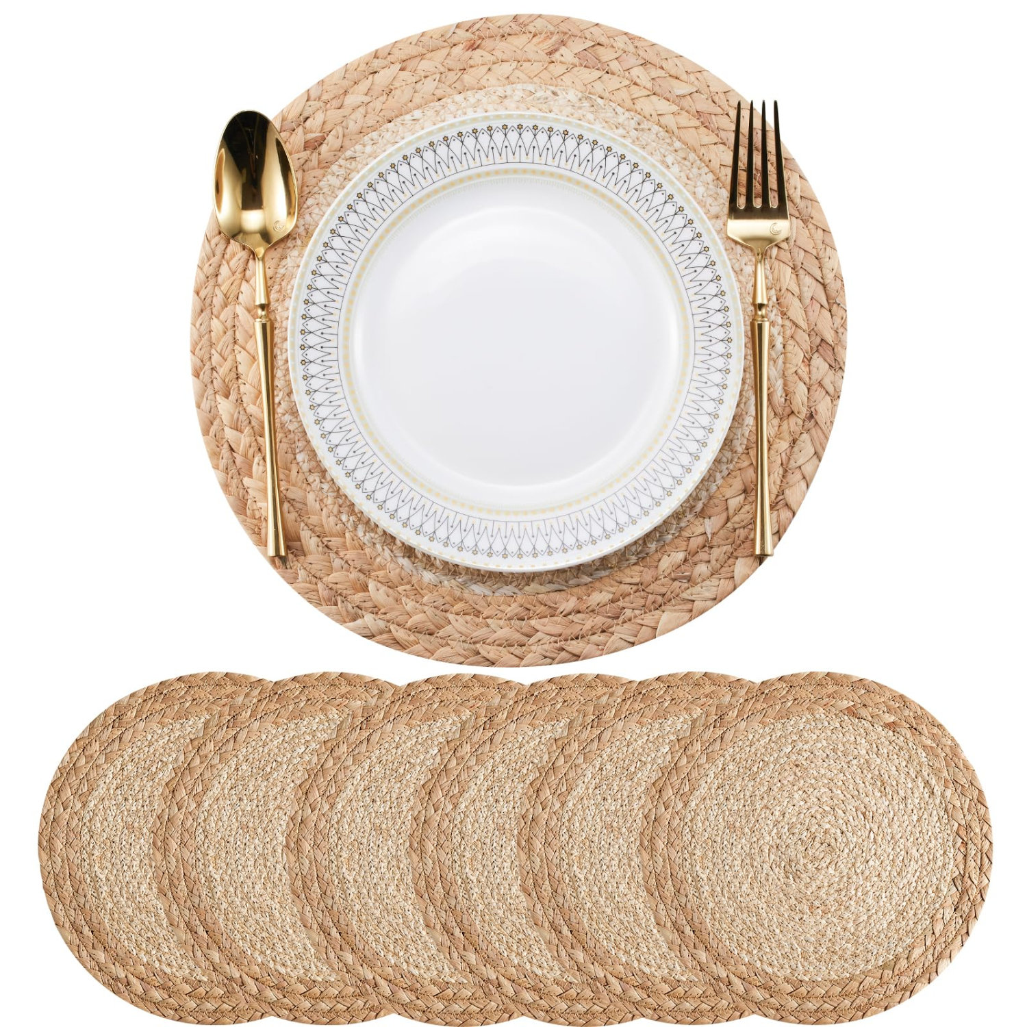 Stack man Boho Placemats Set Of 6 - Handmade Natural Woven Placemat ...