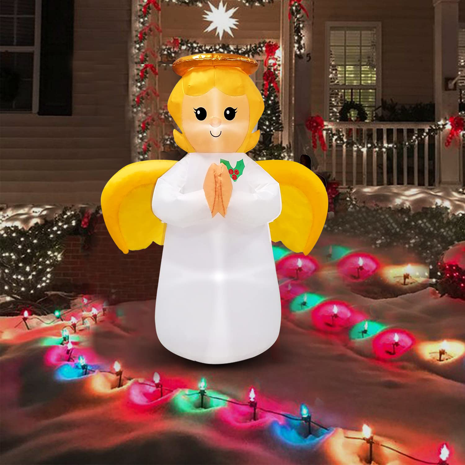 The Holiday Aisle® 5FT Christmas Angel Inflatable – Lighted Outdoor ...