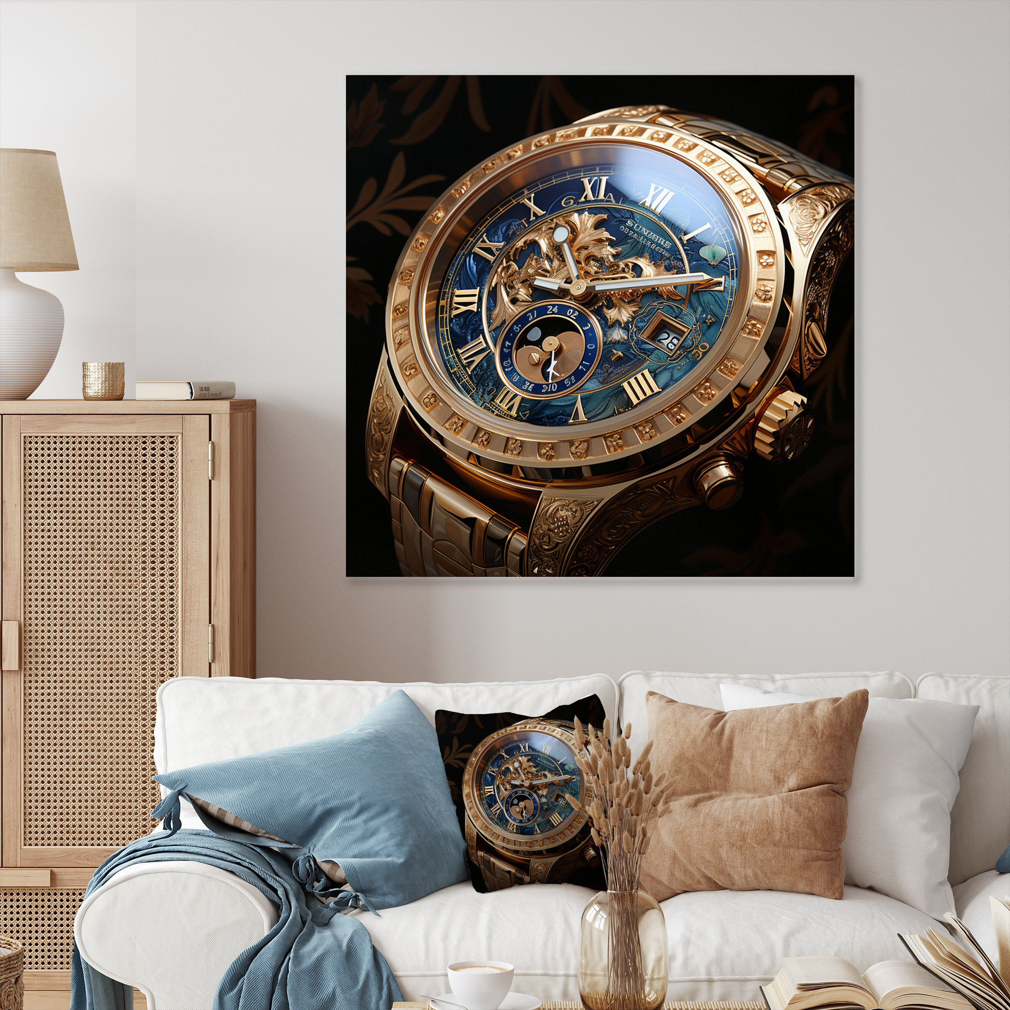 17 Stories Luxury Watch Golden Precision - Fashion Print on Metal | Wayfair