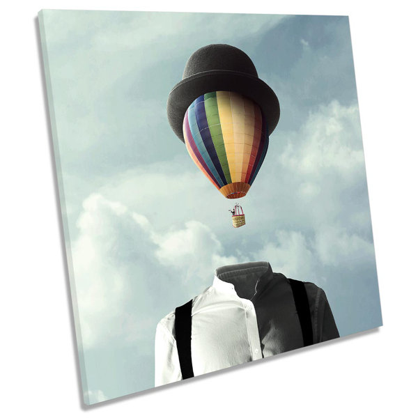 Happy Larry Hot Air Balloon Top Hat Print CANVAS WALL ART Square ...