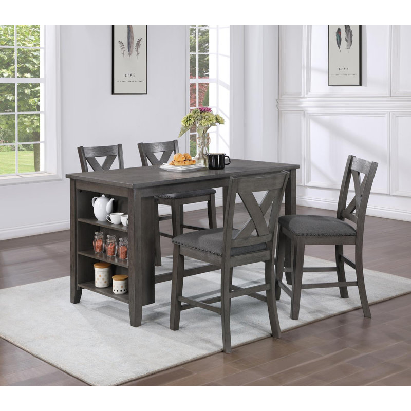 Lark Manor™ Gray Pub Table With Wine Rack | Wayfair
