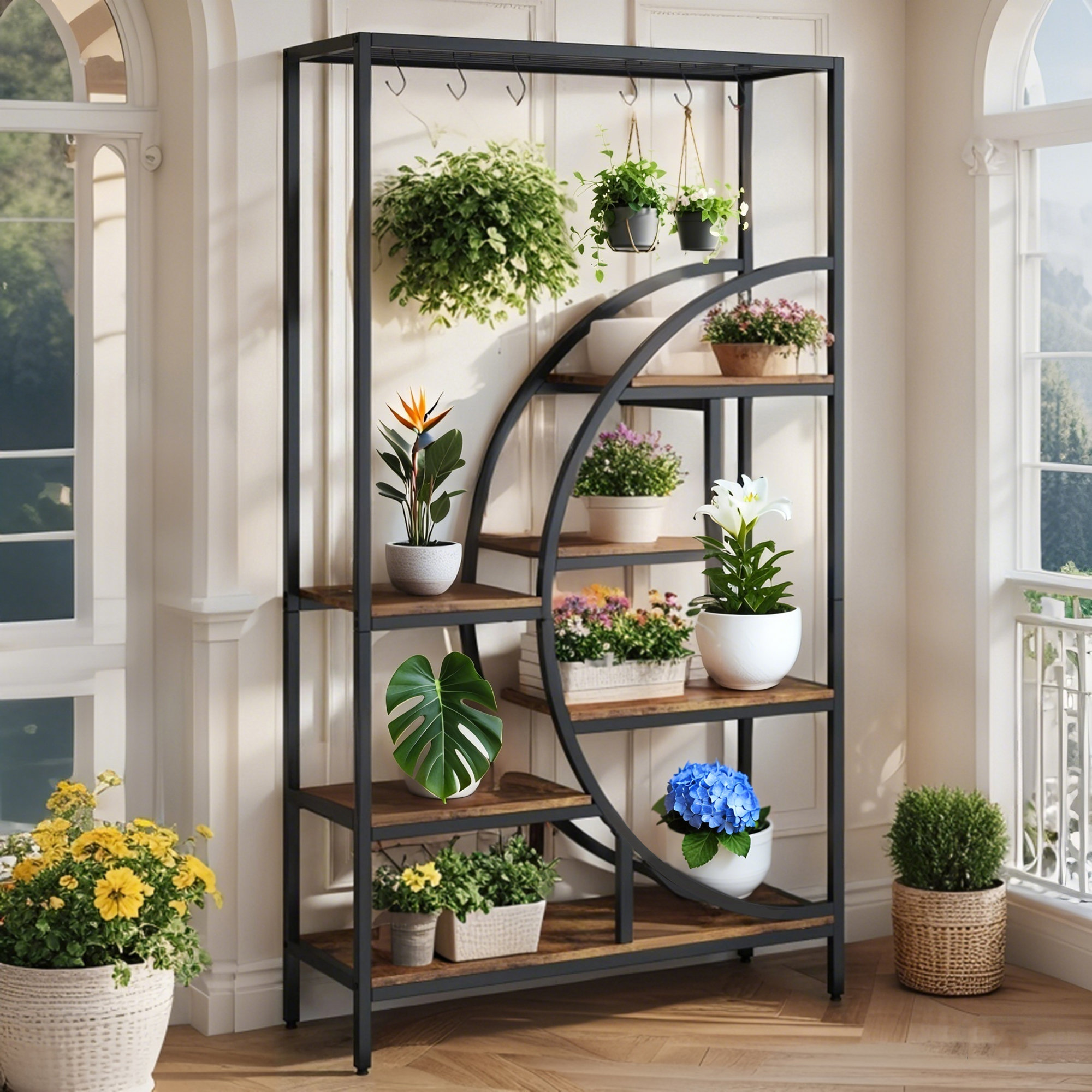 17 Stories 70.9" Tall Plant Stand, Multi-layer Flower Pots Display Rack ...