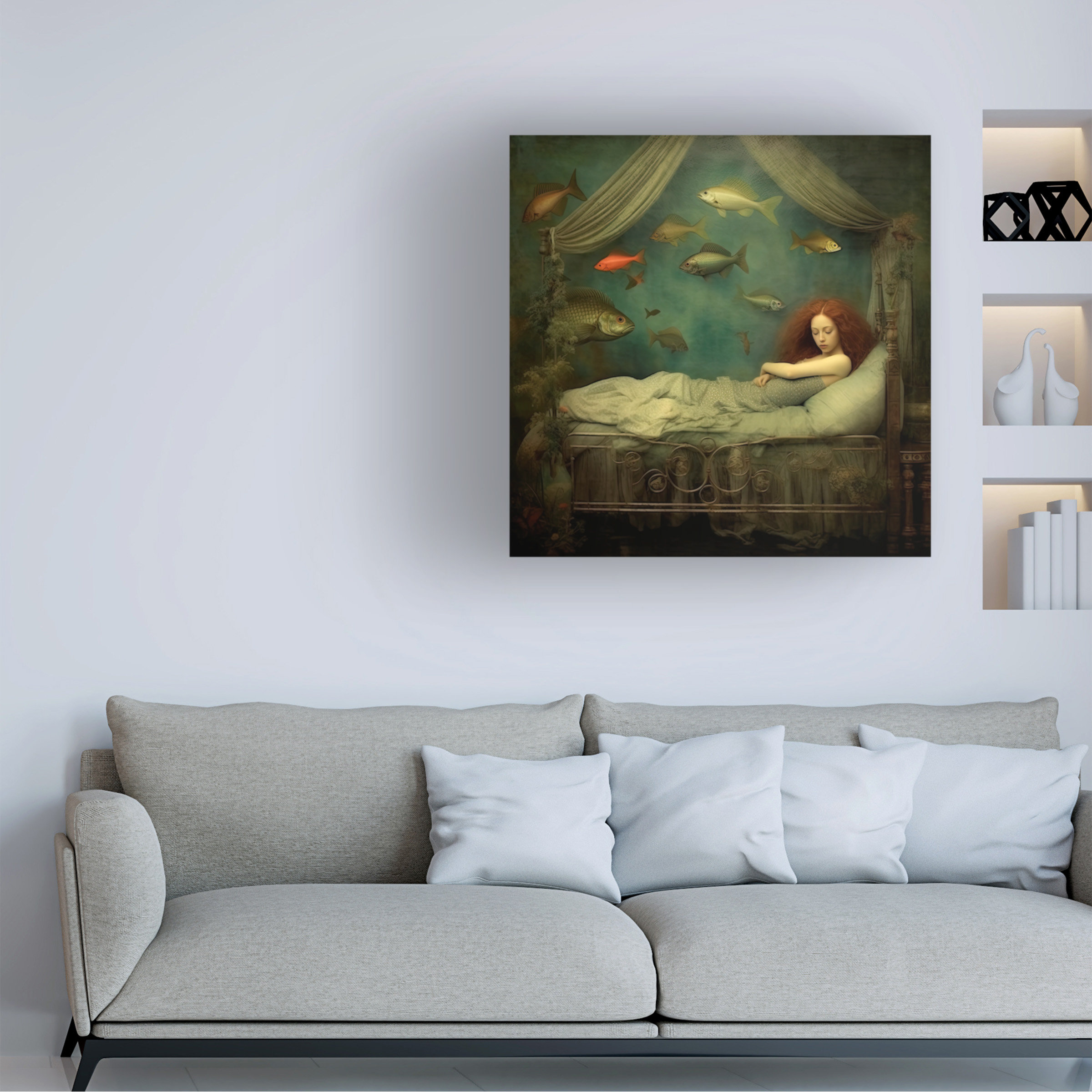 Ebern Designs Sasha Mermaid Slumber Canvas Art | Wayfair