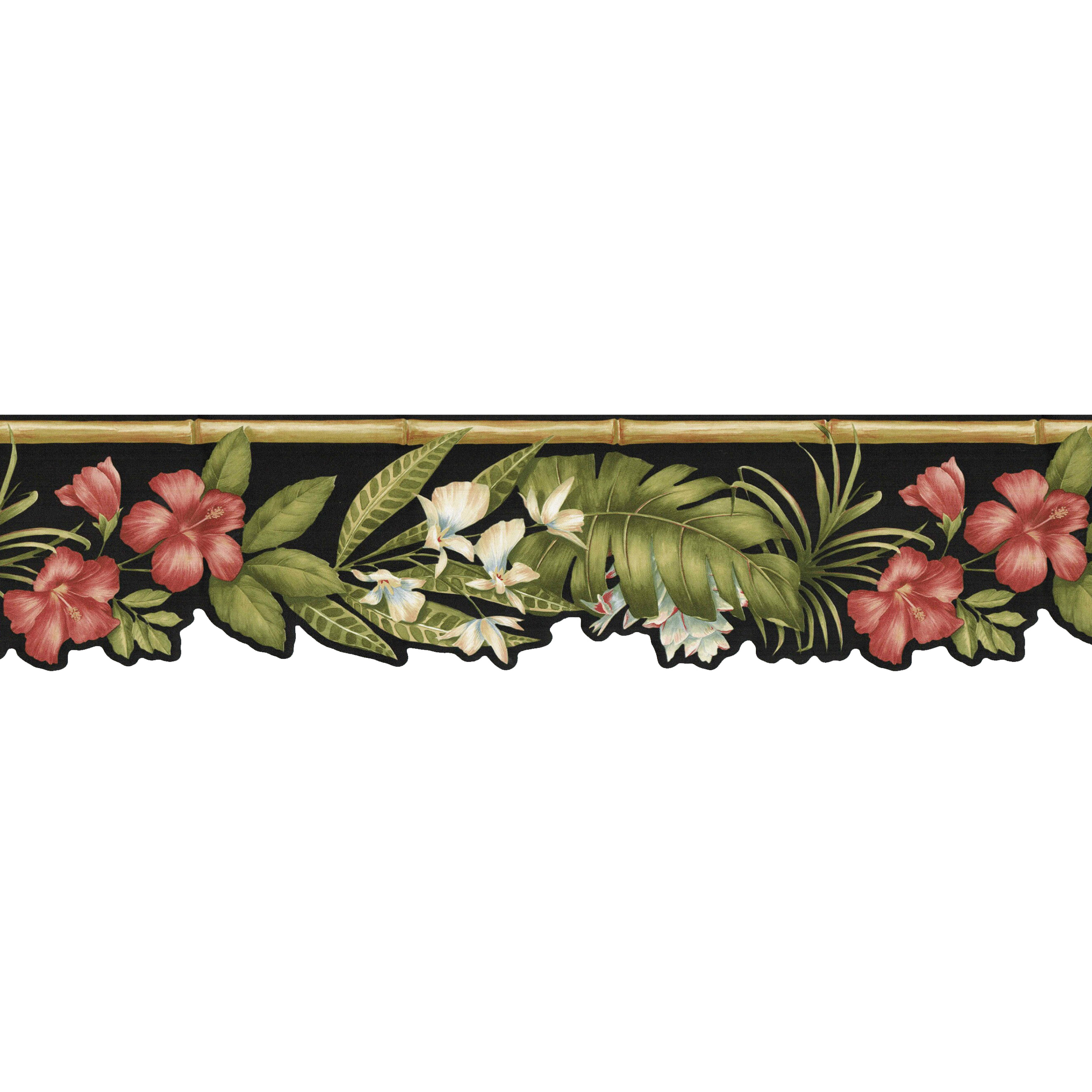 Bay Isle Home™ Thurner Tropical Red Floral Leaf Border | Wayfair