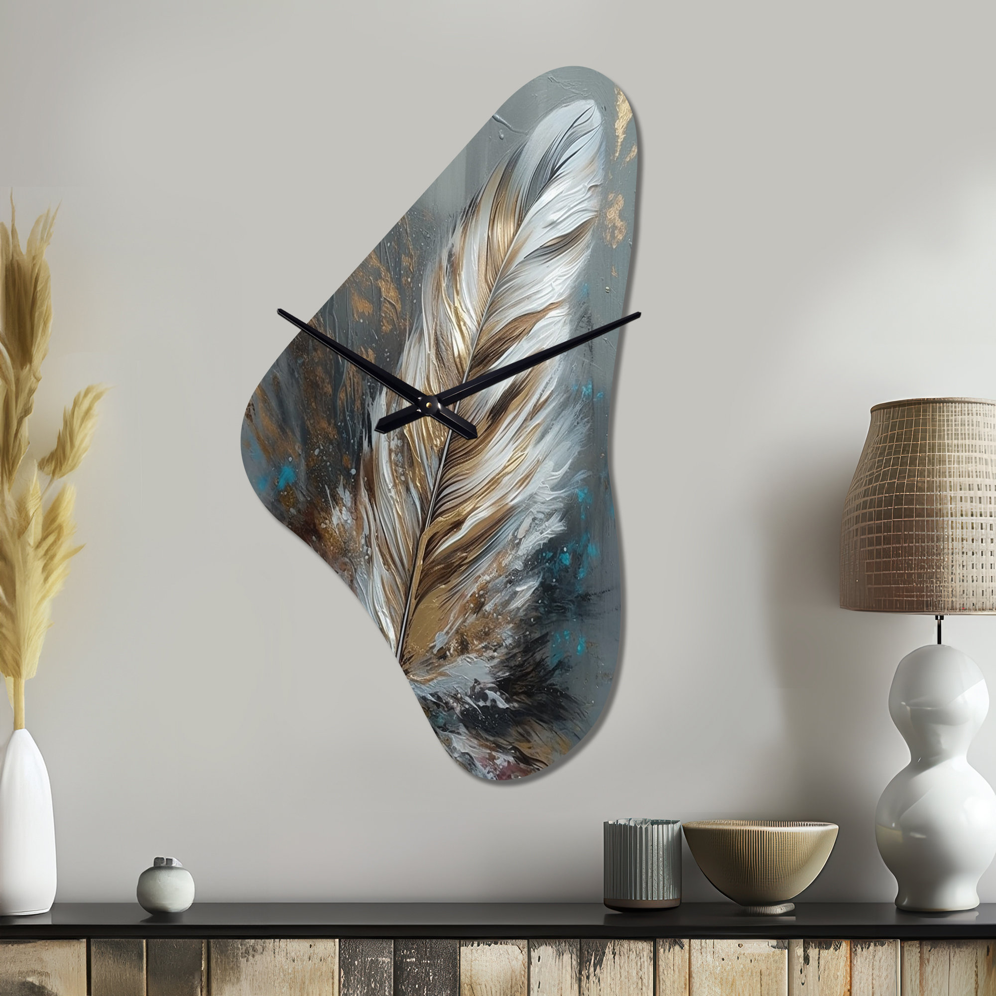 East Urban Home Keitz - Boomerang Shape Gold Wall Clock - Unique Shape ...