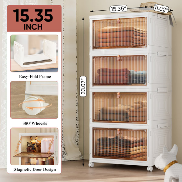 Rebrilliant Stackable Storage Bins with Lid and Wheels, Collapsible ...