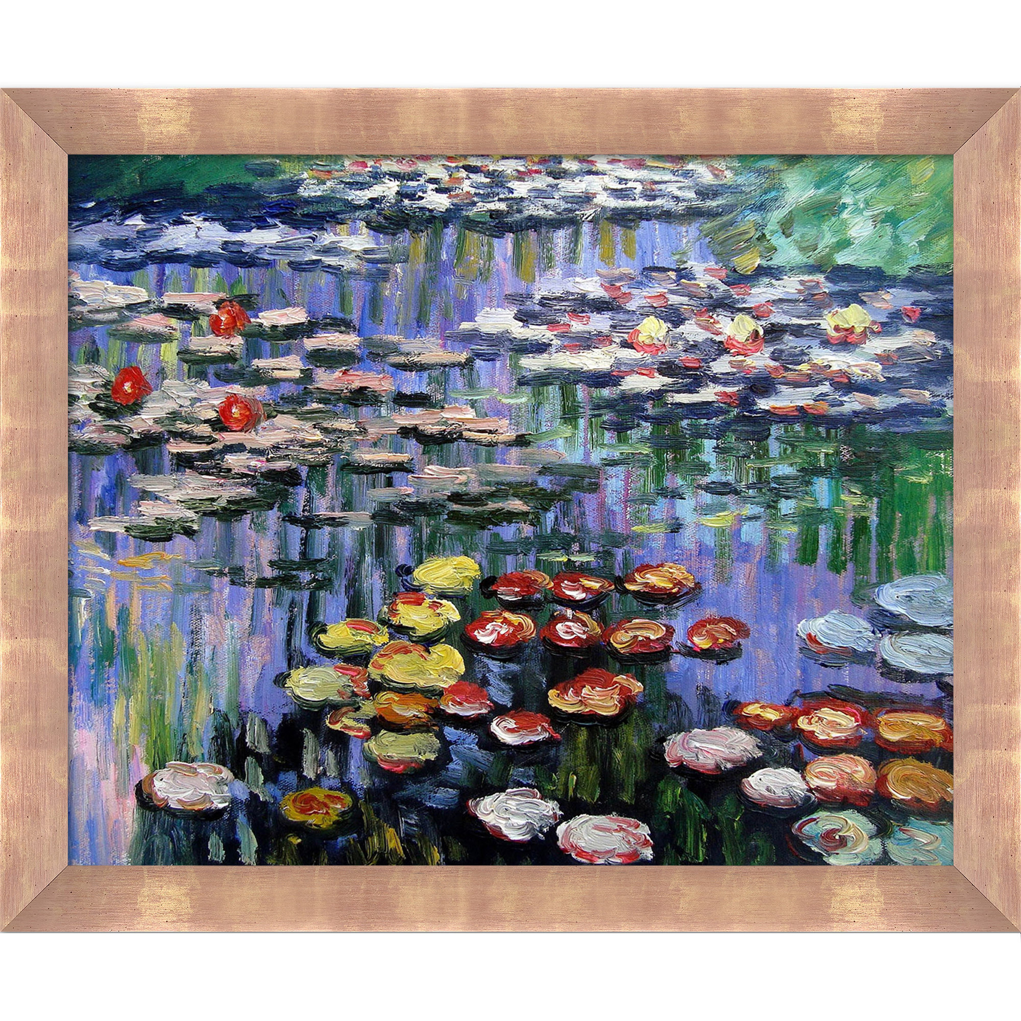 Overstock Art Water Lilies (Pink) By Claude Monet With Blushing Rose ...