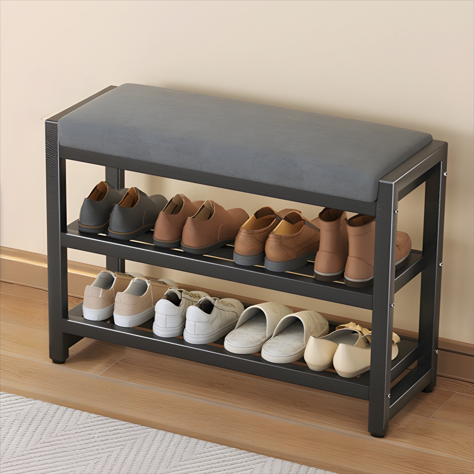 Hokku Designs Multi-Layer Iron Shoe Rack For Home - Space-Saving ...