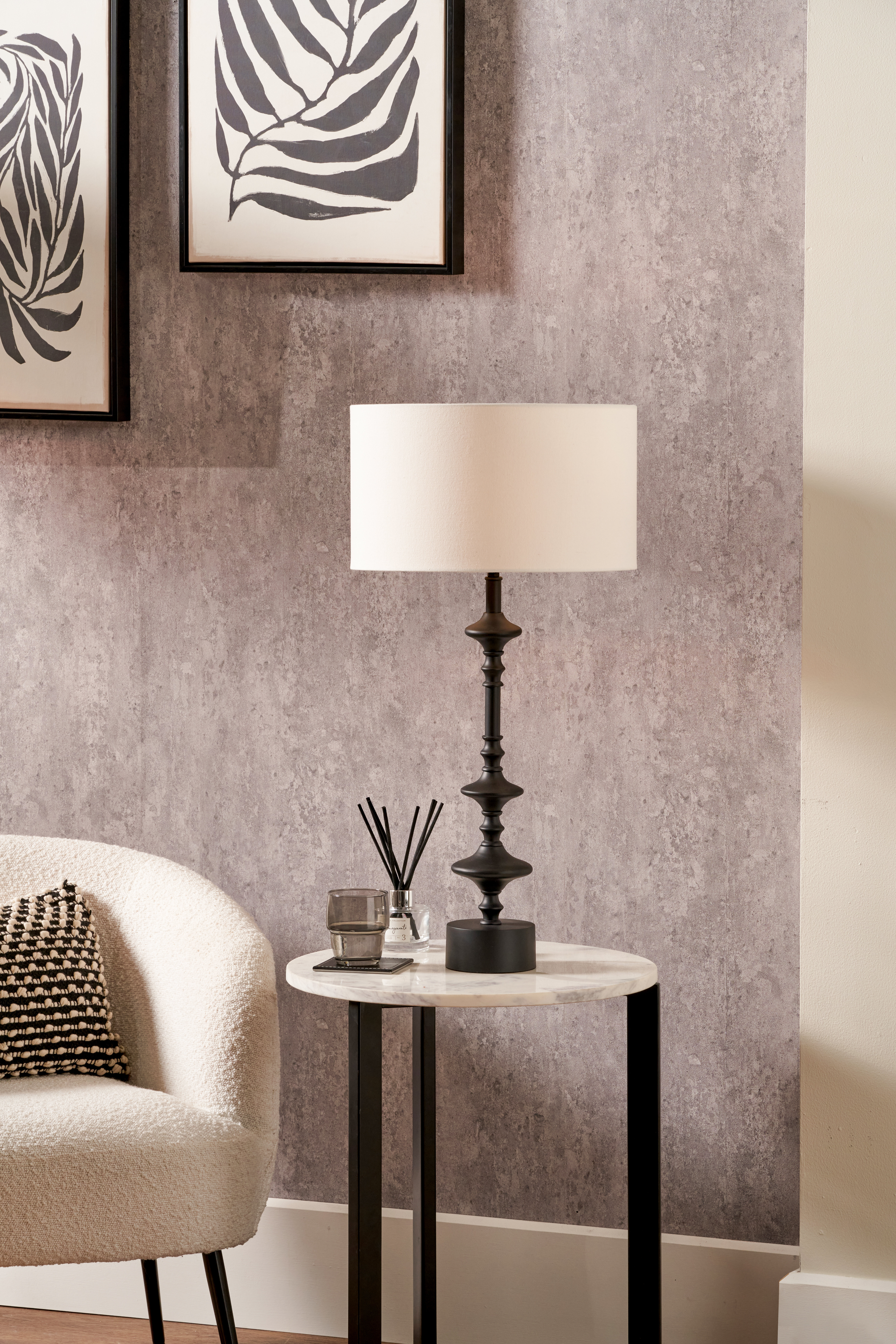 Canora Grey Benil Matt Black Candlestick Table Lamp Base with Henry ...