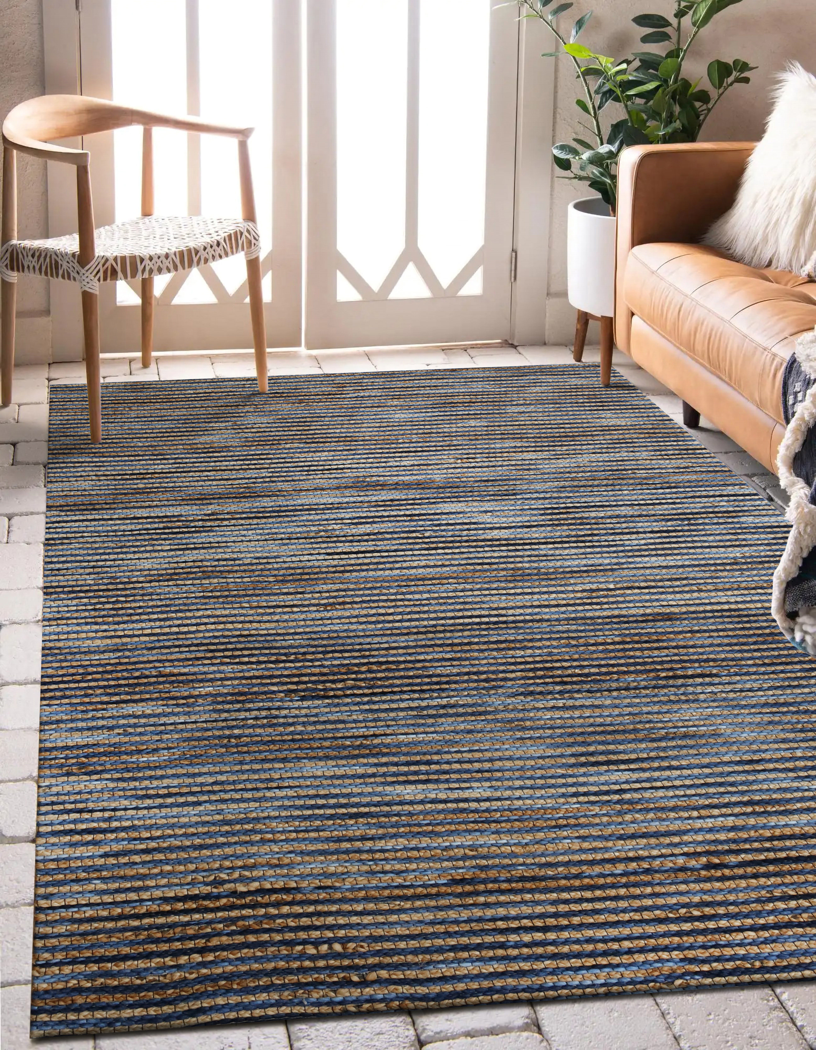 Longshore Tides Anjuta Striped Hand-Woven Jute Blend Area Rug | Wayfair