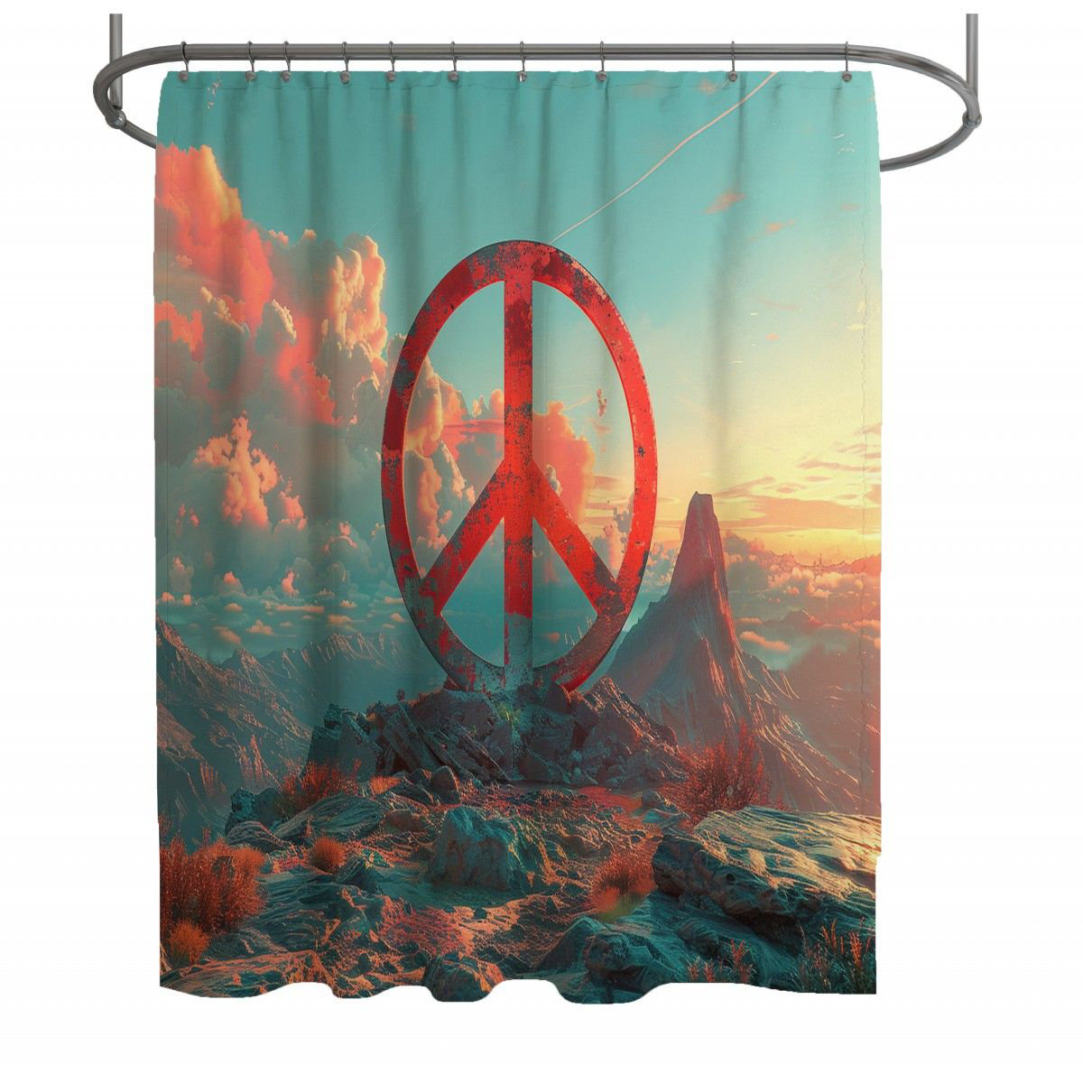 VisionDecor Peace Shower Curtain - Symbolism Bathroom Decor | Wayfair