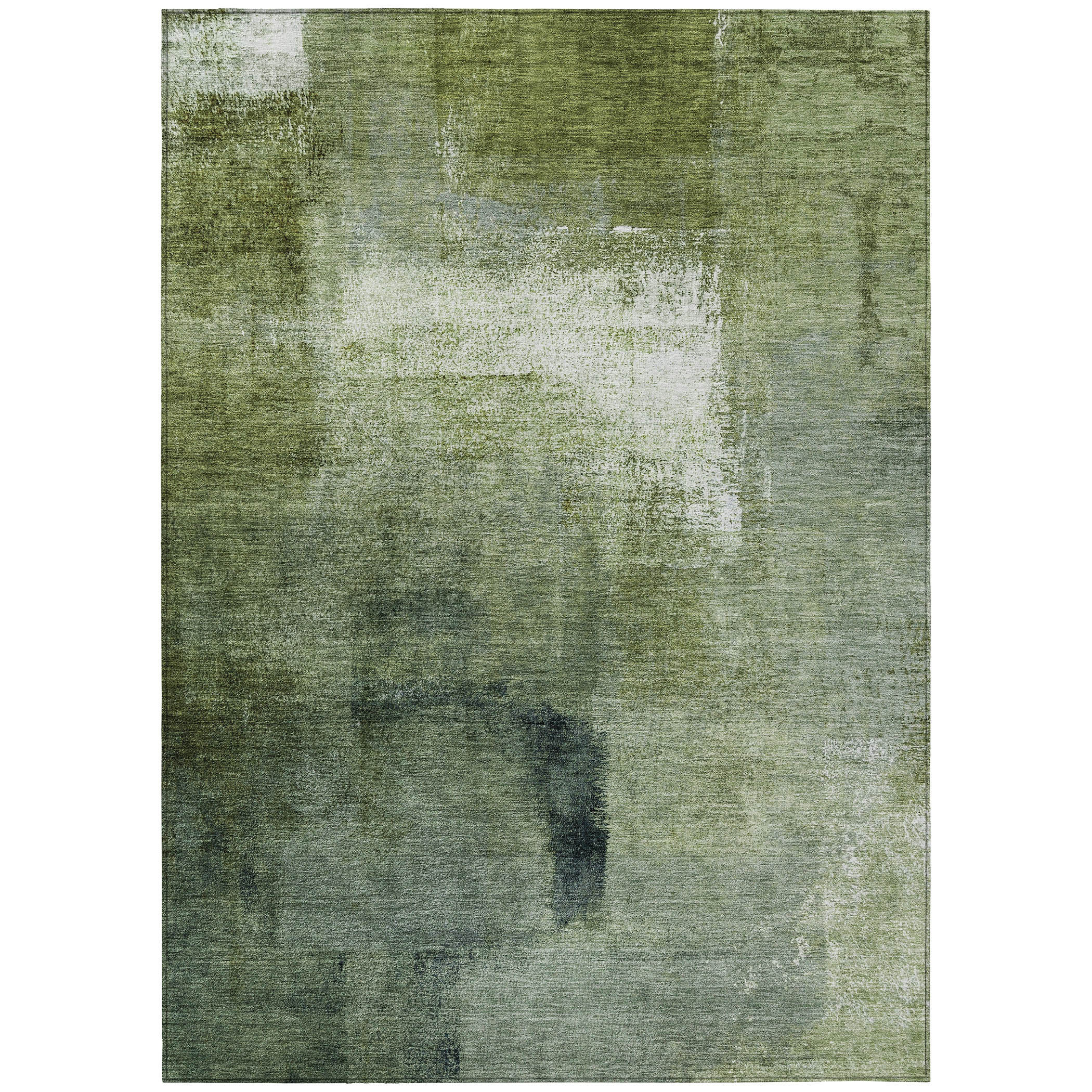 HomeRoots 3' X 5' Artichoke Green And Sage Abstract Washable Indoor ...