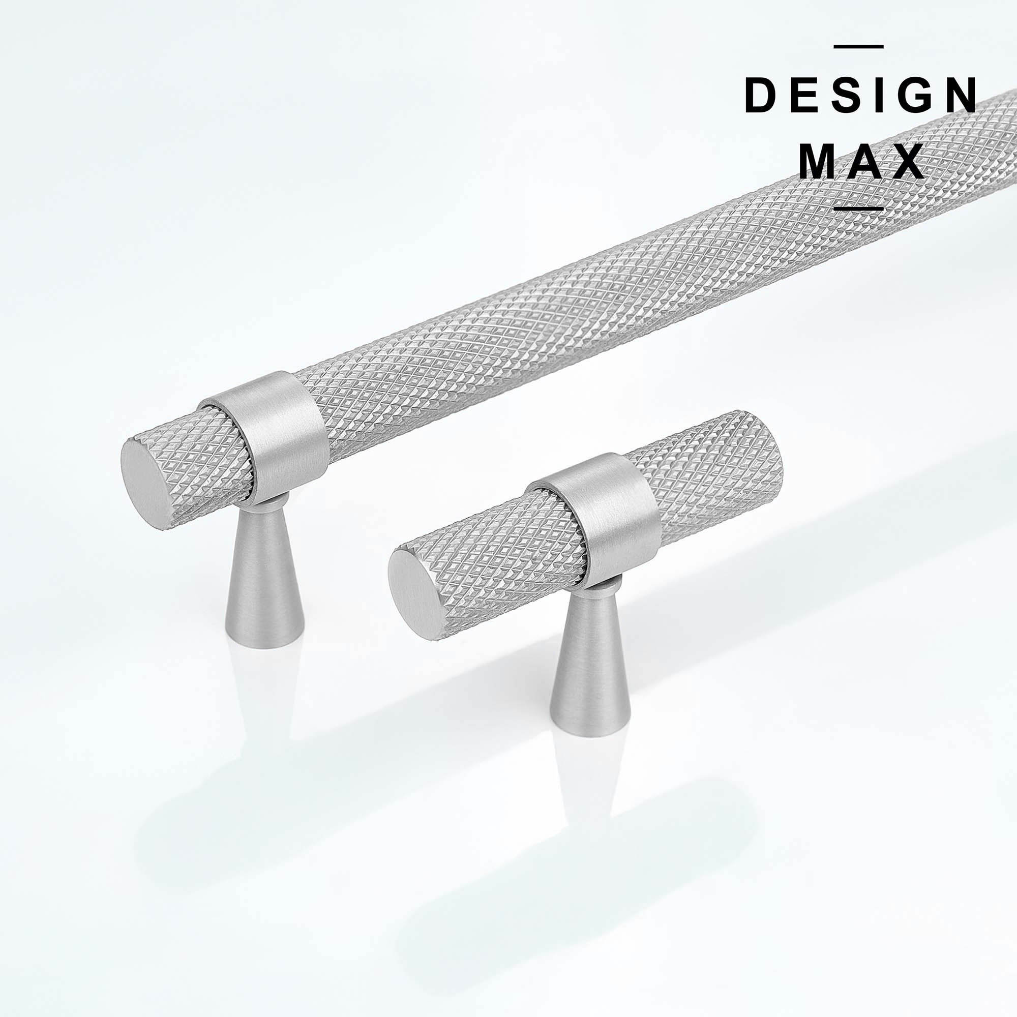 Design Max Solid Brass Stem Satin Silver Knurled Pull | Wayfair
