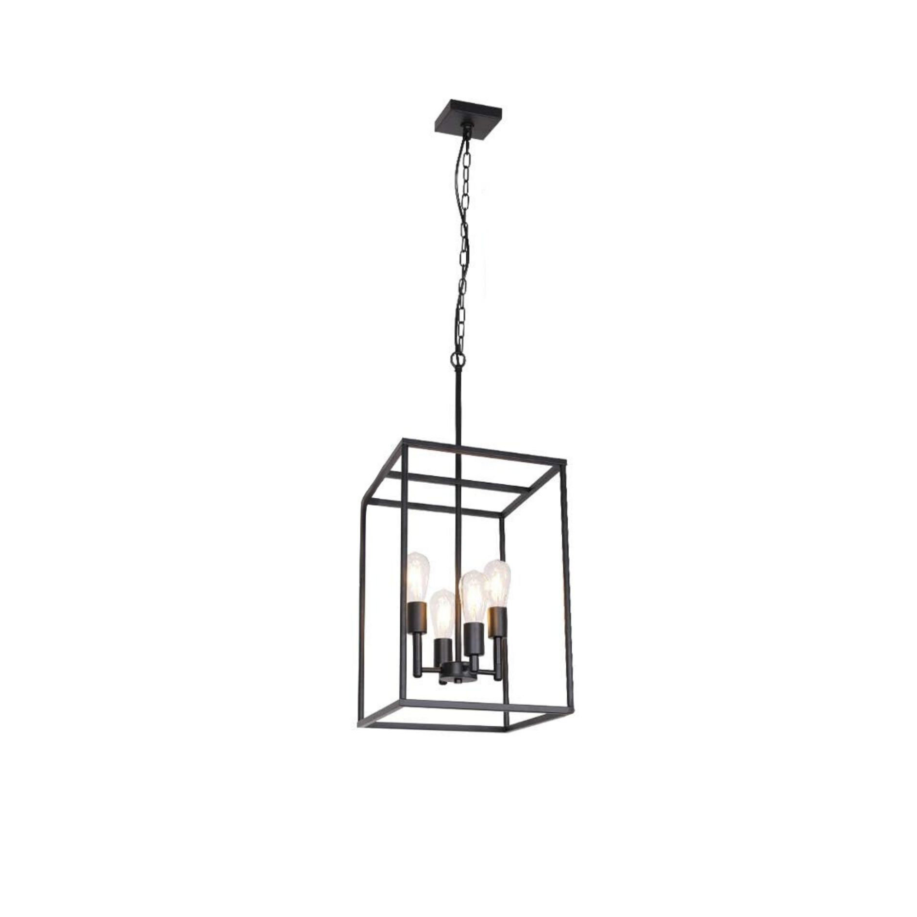 Gracie Oaks 4 Light Large Black Square Wide Cage Chandelier With ...