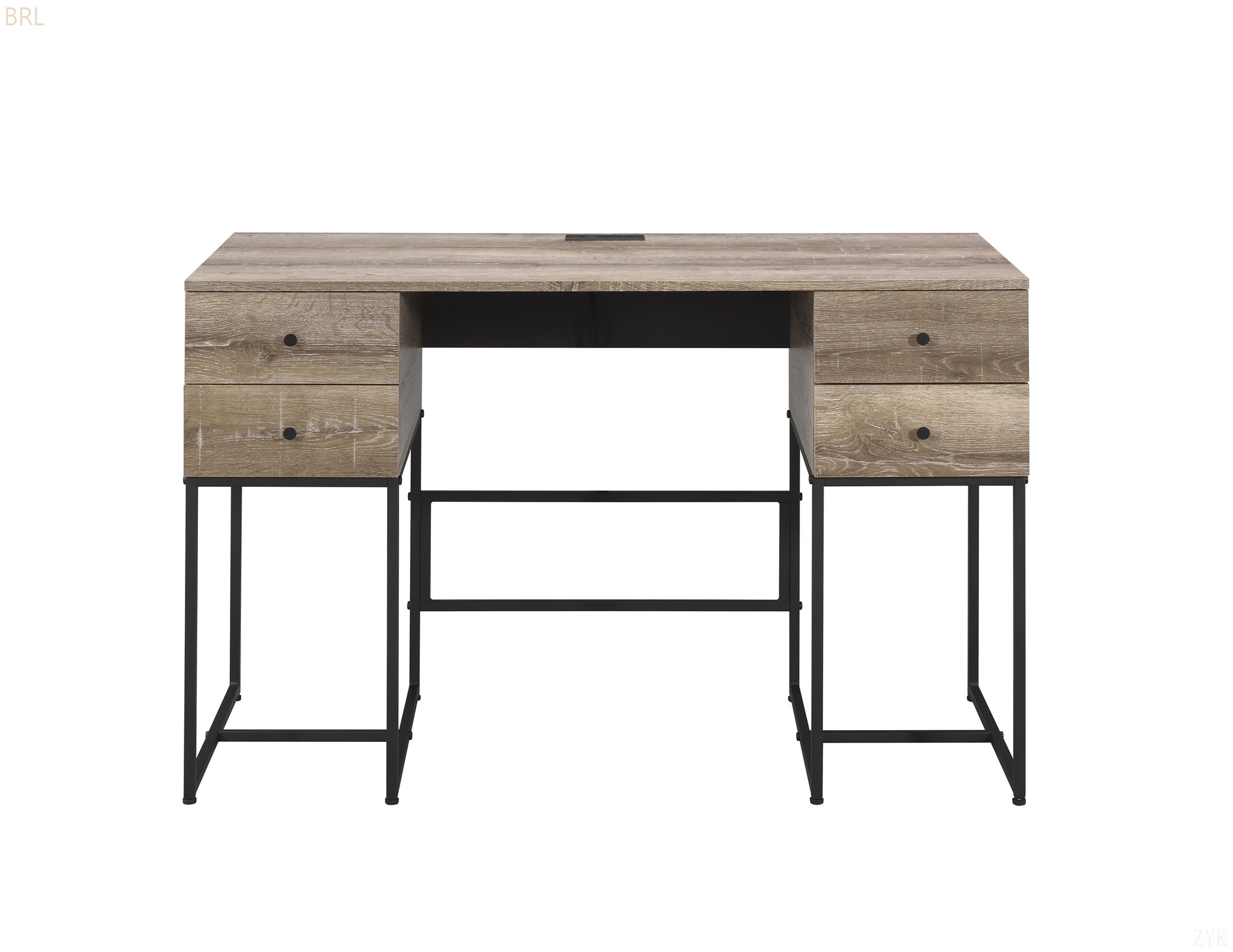 17 Stories Rustic Oak & Black Finish Wirting Desk W/ USB Port - Wayfair ...