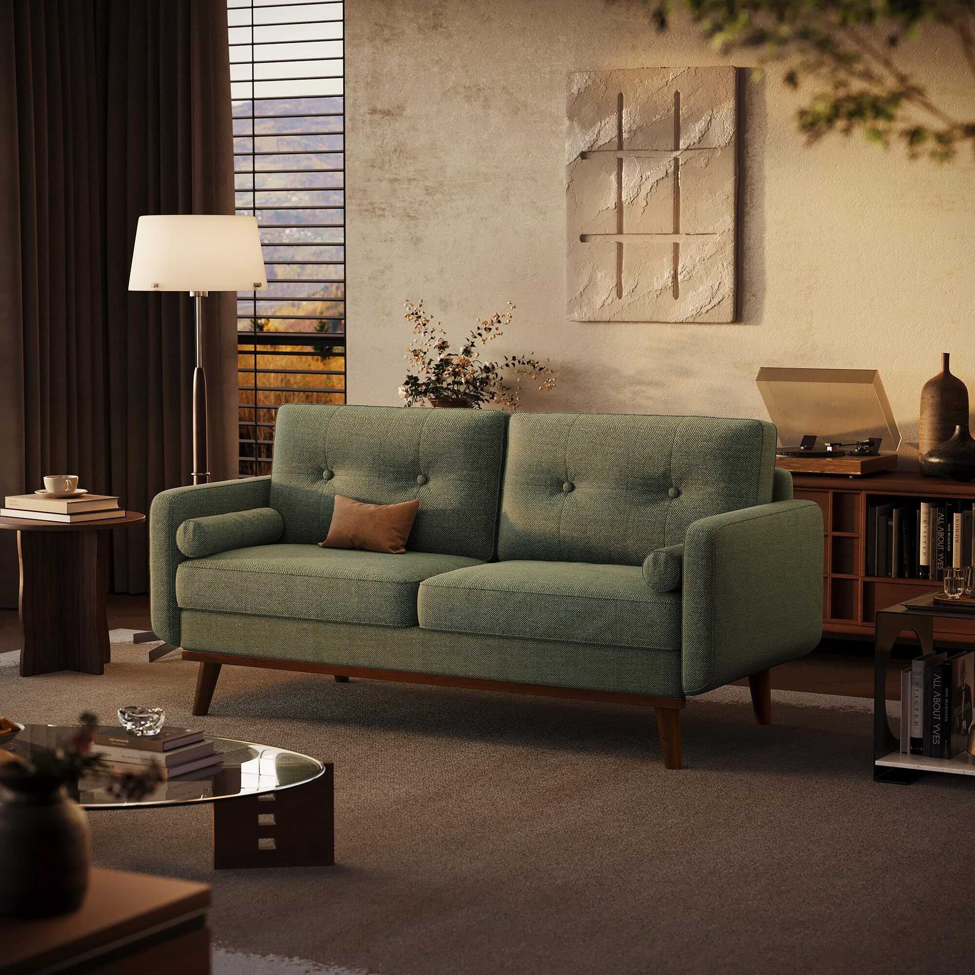 George Oliver 64" Loveseat Sofa, Mid Century Modern Couch Comfy Love ...