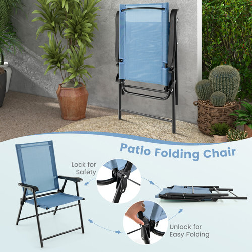 Lark Manor Antiwan Fabric Patio Folding Chair Folding Chair Set | Wayfair
