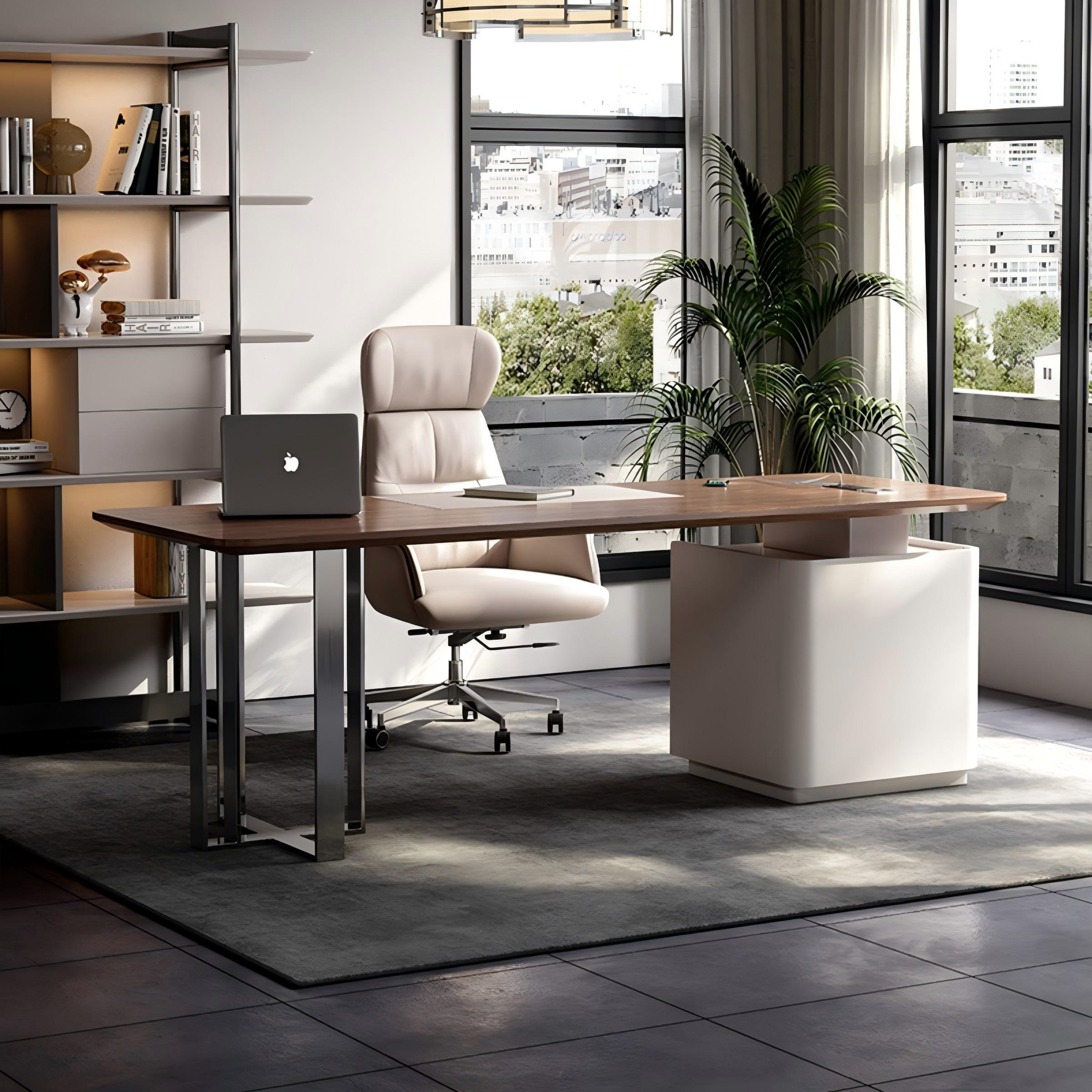 Tha Dream Team Modern Luxury Walnut Solid Wood Office Desk Set | Wayfair