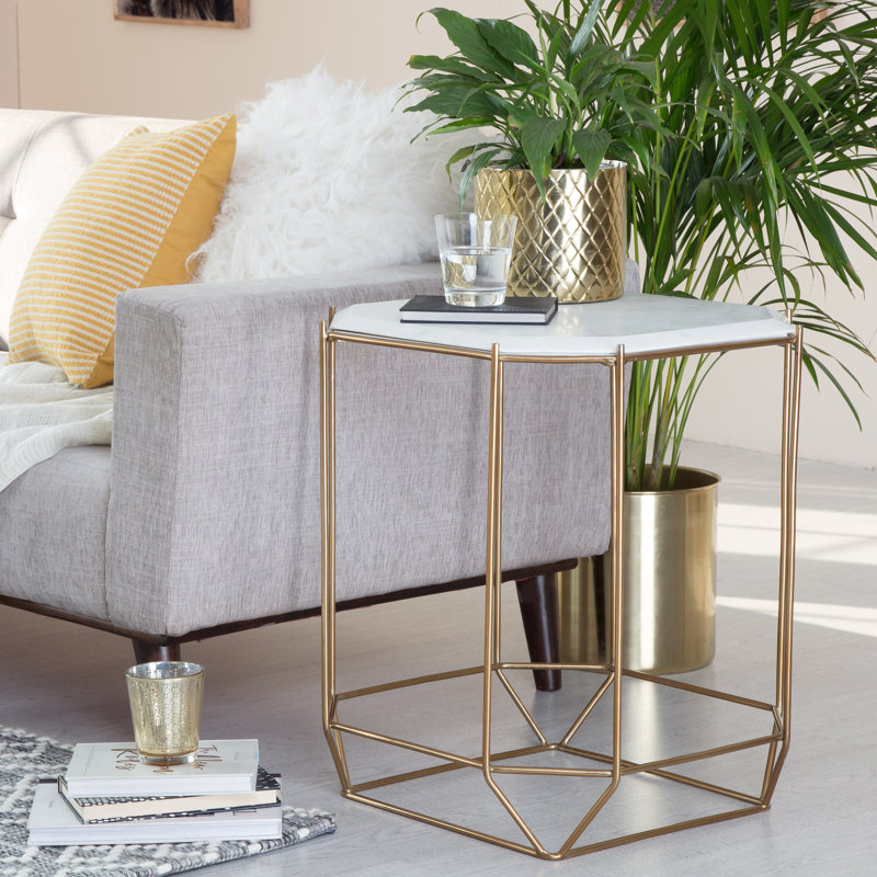 Adore Decor Grant Adore Decor Colton Solid Marble Top Accent Table with ...