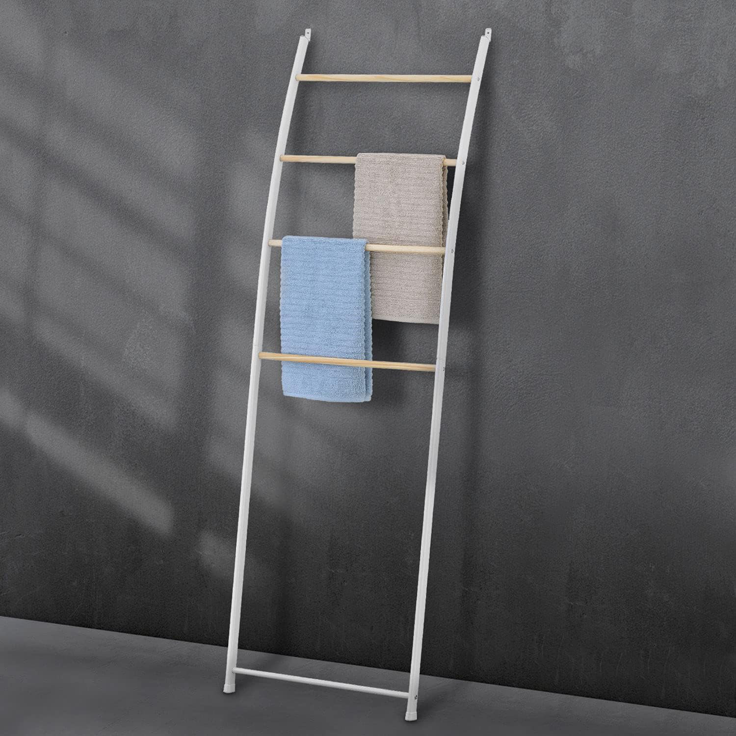 Latitude Run® 4 Rung White Wall Leaning Blanket Ladder For Bedroom And ...