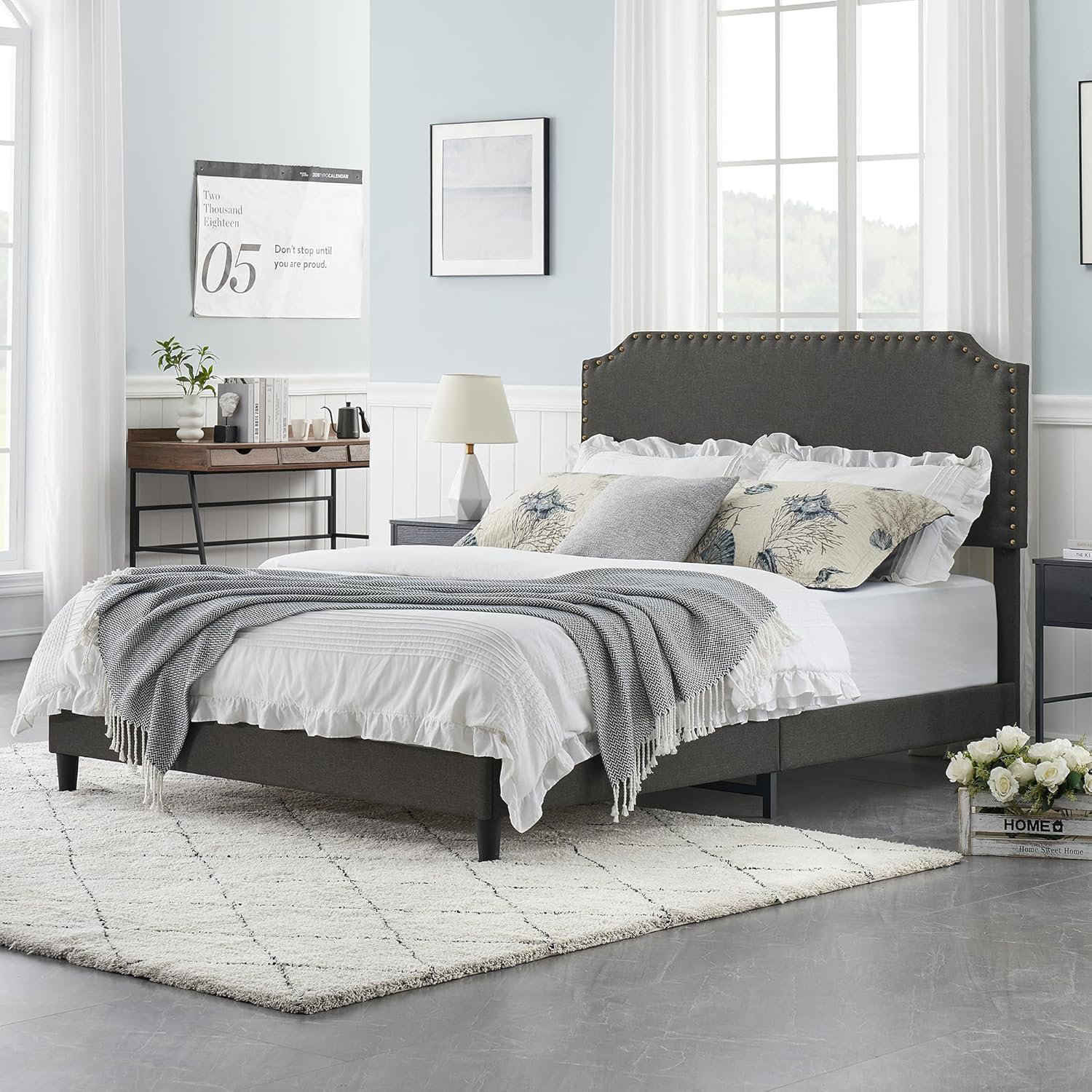 Winston Porter Full Size Bed Frame with Headboard | Wayfair