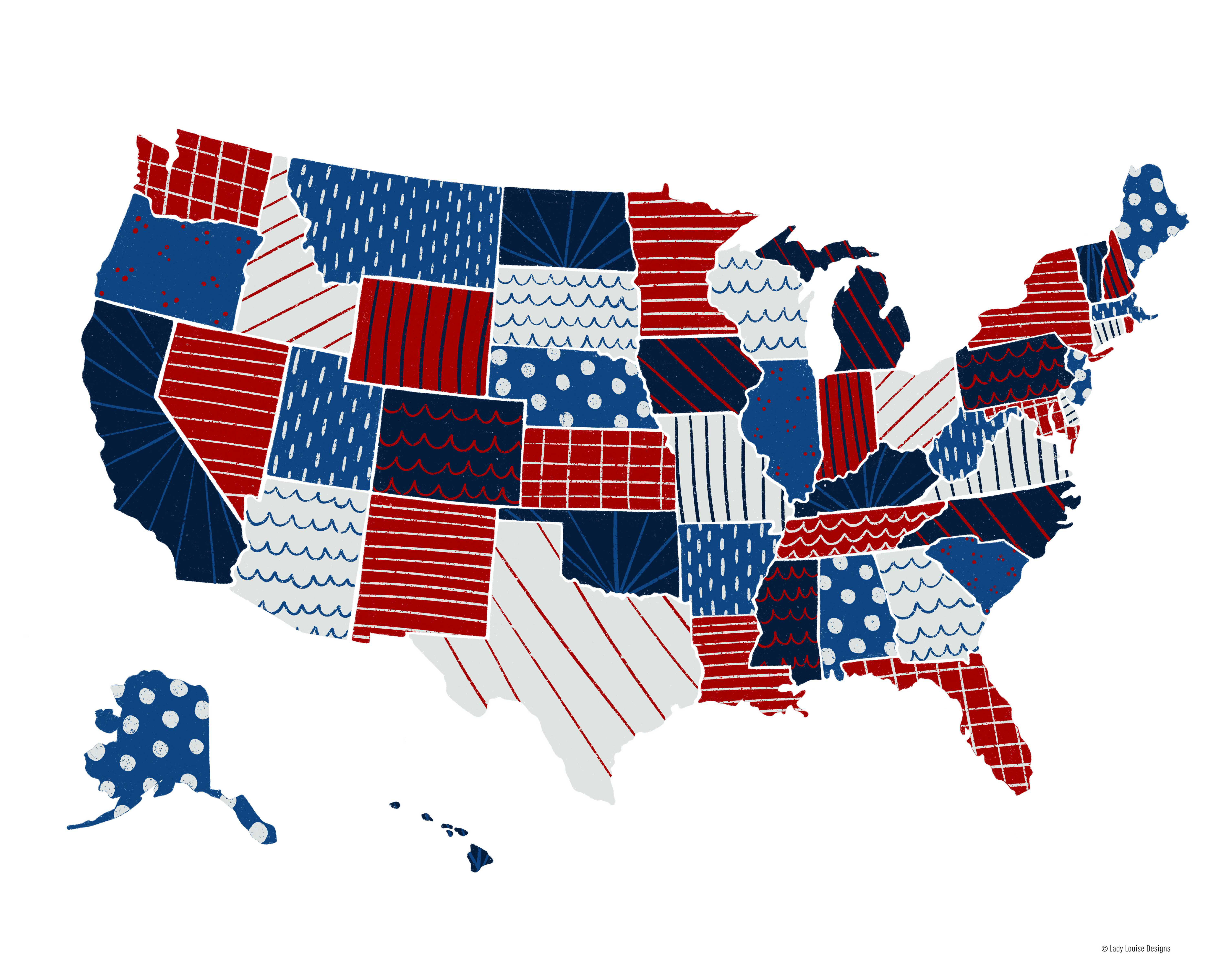 Williston Forge Patchwork Usa Map by - Wrapped Canvas Print - Wayfair ...